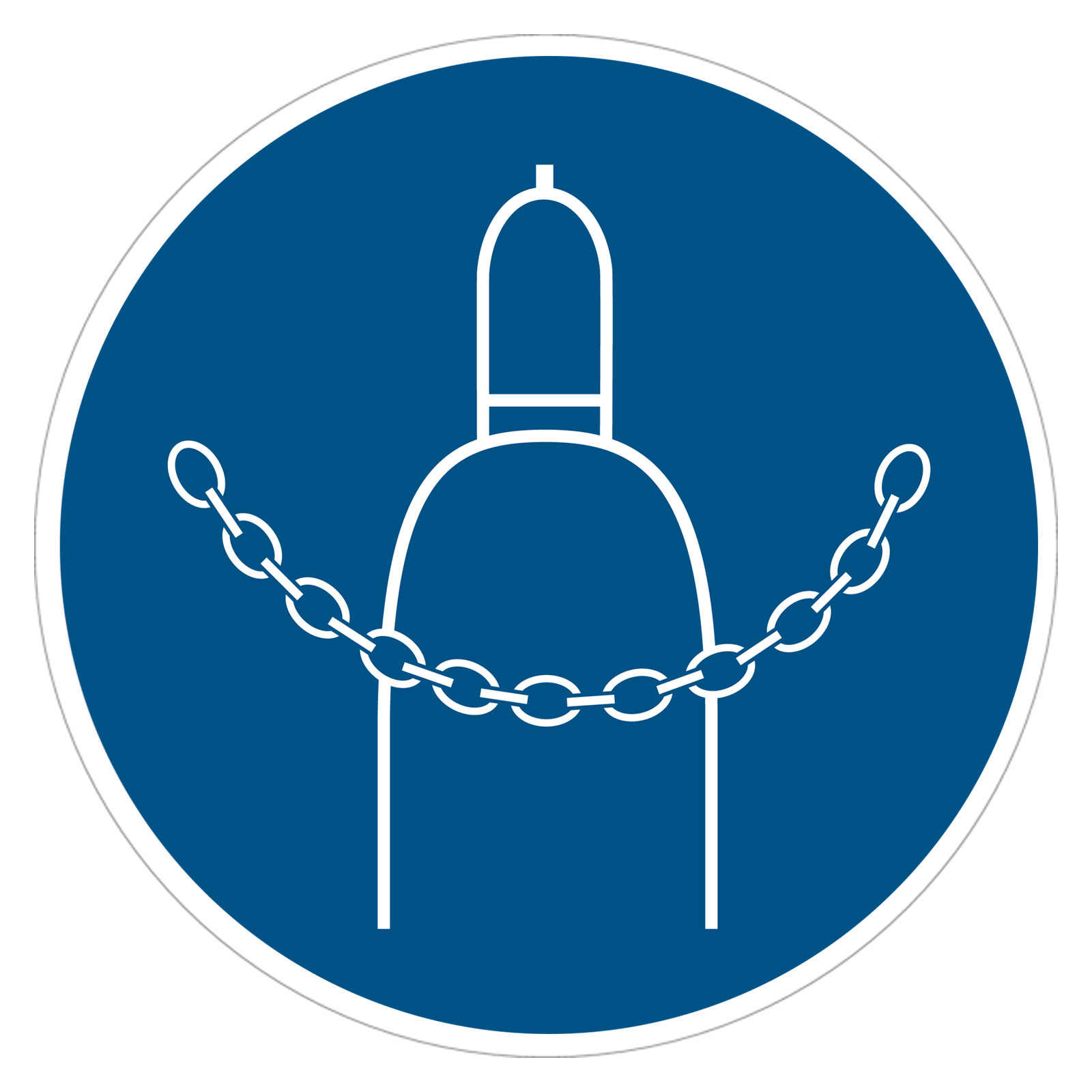 Druckgasflasche durch Kette sichern - Gebotszeichen in verschiedenen ...