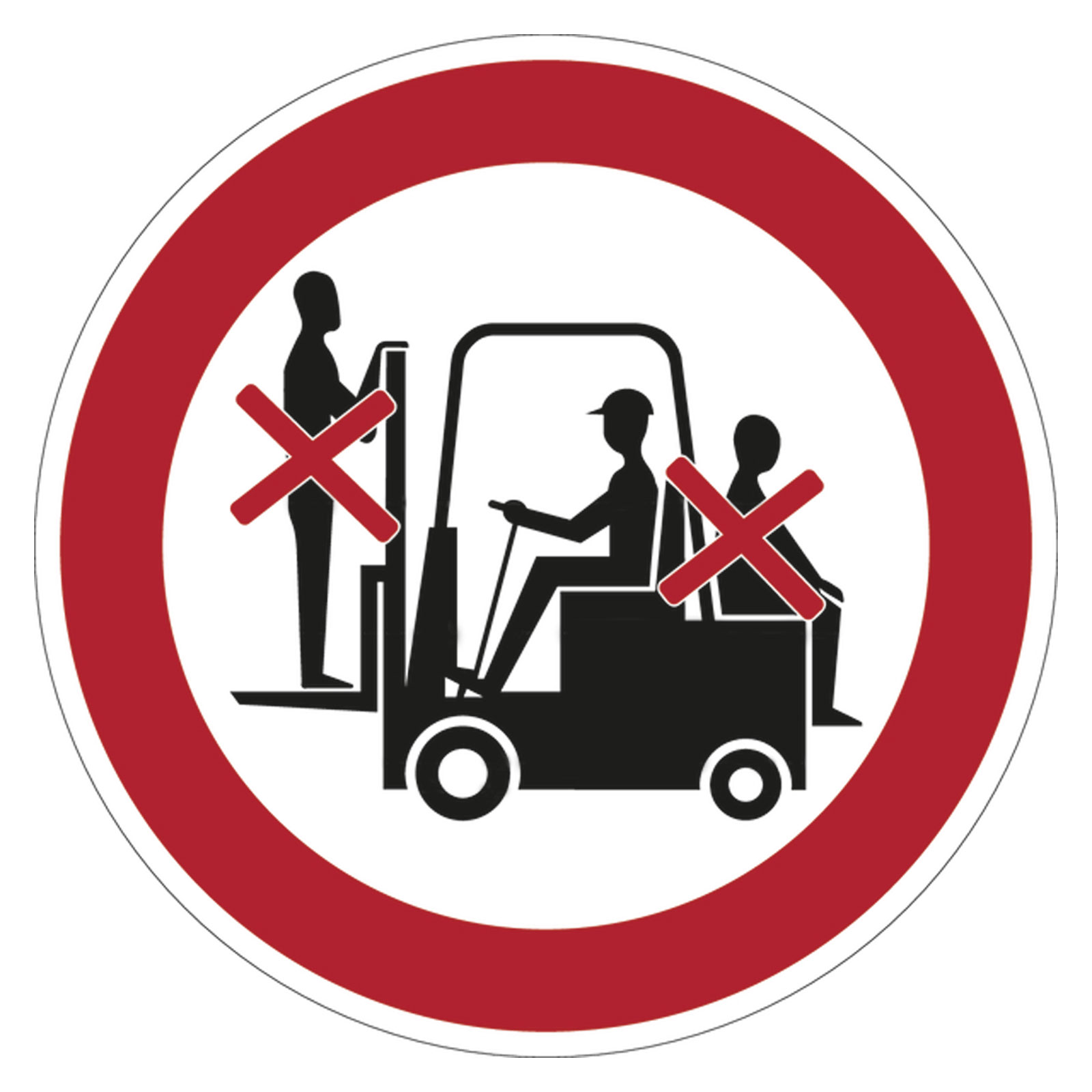 Verbotszeichen Mitfahren auf Gabelstapler verboten | Folie Ø 100 mm 1 ...