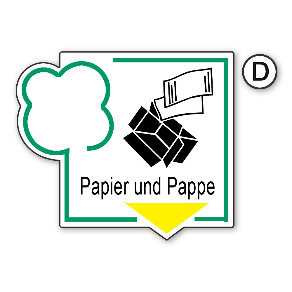 Recycling-Schild Papier und Pappe 125 x 108 mm - Aufkleber-Shop