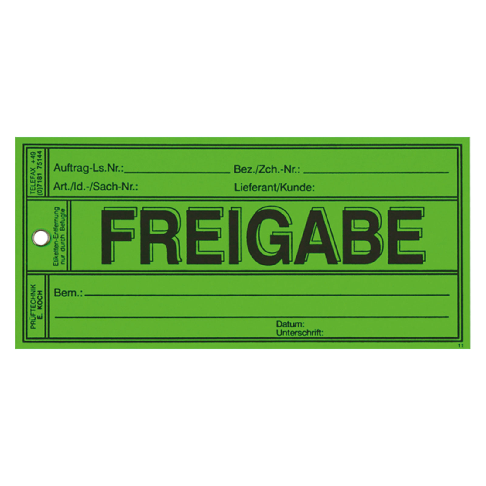 Anhänge-Etiketten Freigabe | Grün | 150 x 70 mm - Aufkleber-Shop