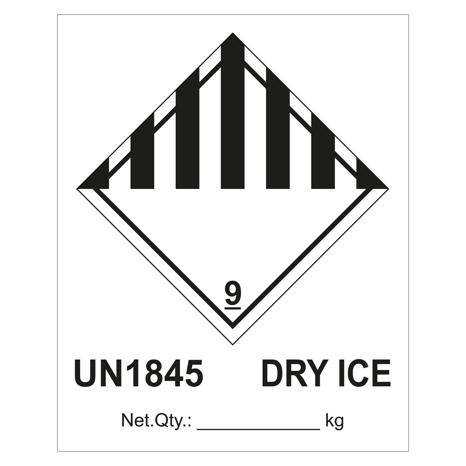 Klasse 9 UN 1845 Dry Ice Net.Qty.: kg - Aufkleber-Shop