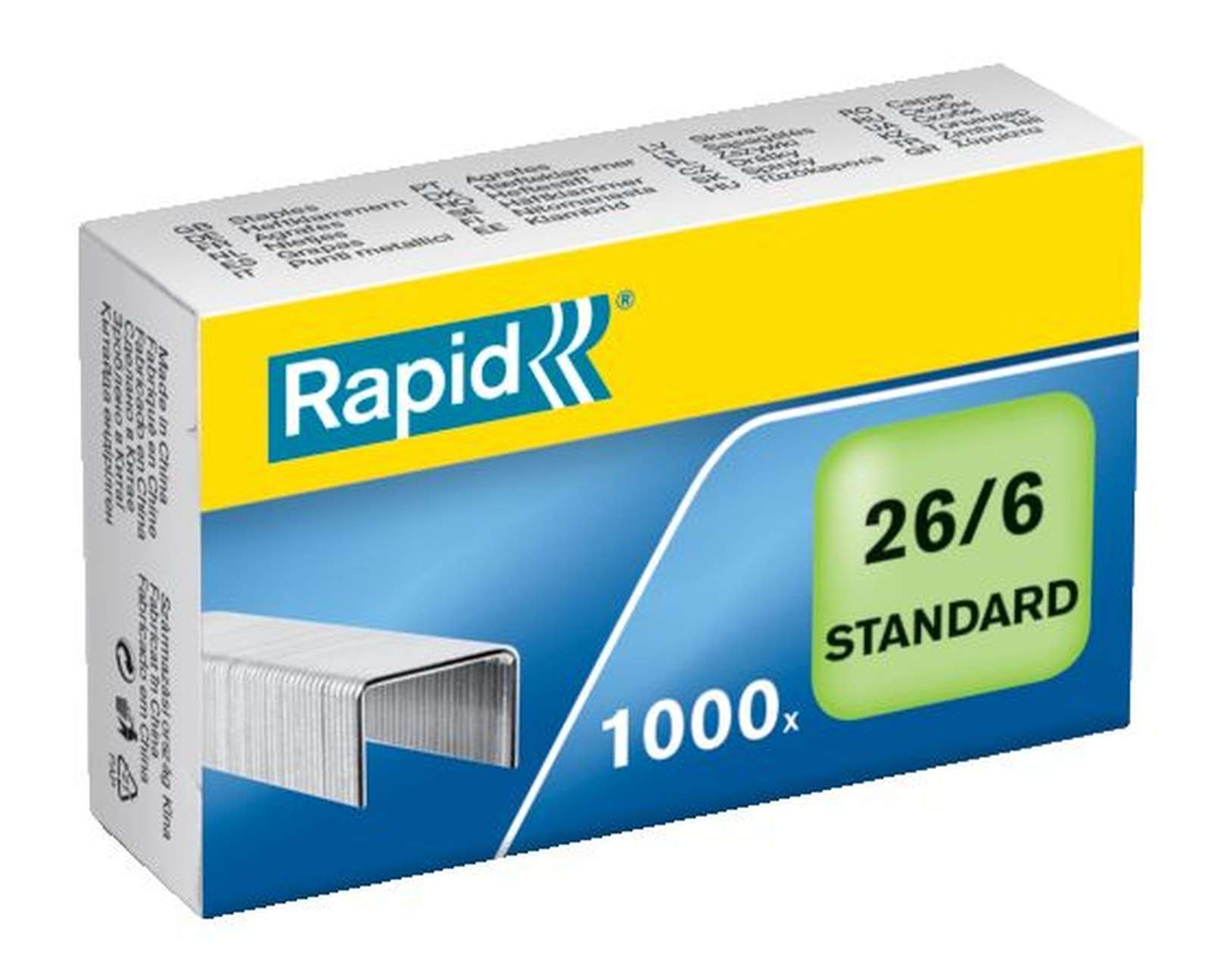 Rapid Heftklammern 26/6 Standard, verzinkt, 1000 Stück - Aufkleber-Shop