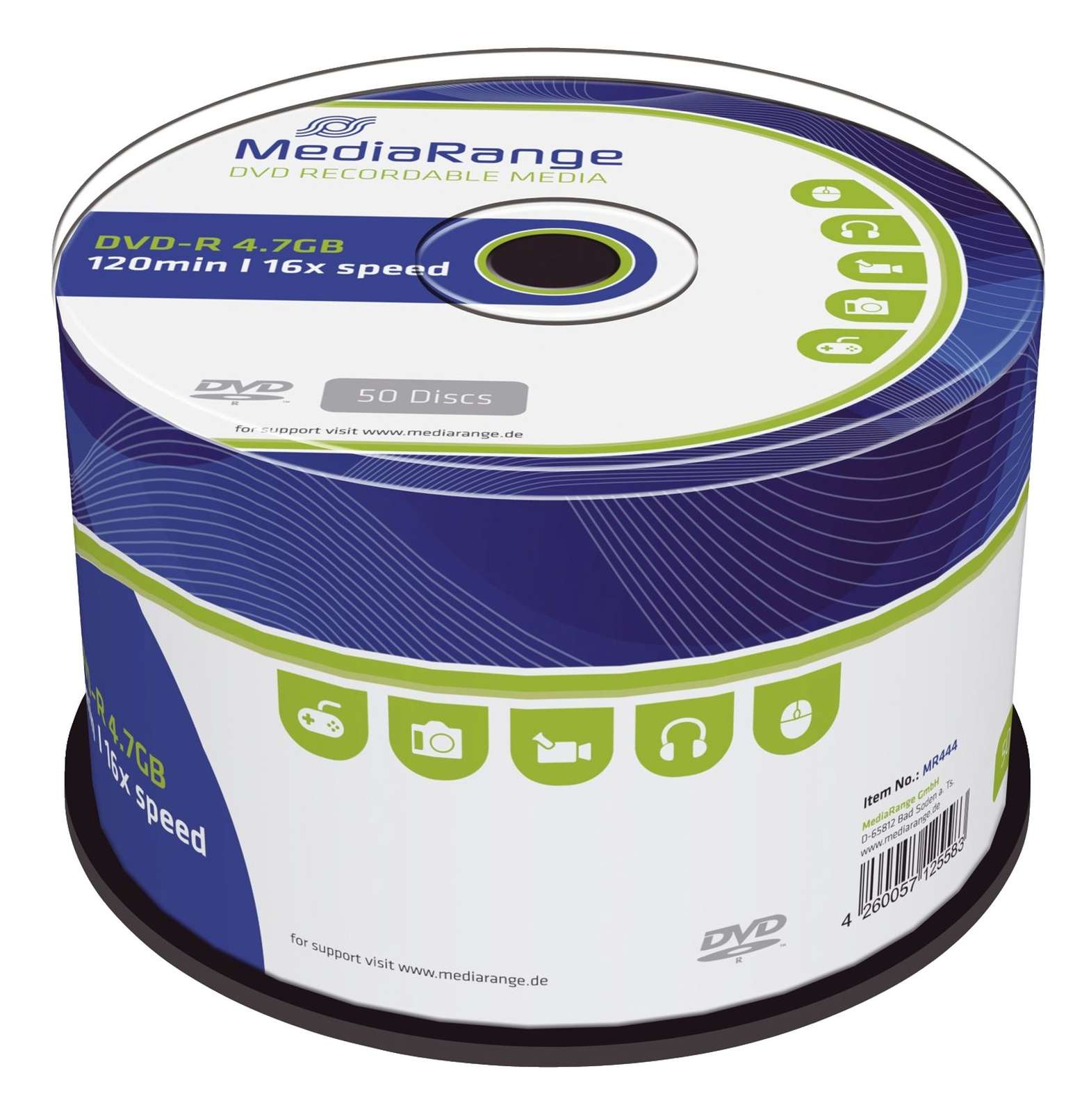 MediaRange DVD-R - 4.7GB/120Min, 16-fach/Spindel, Packung mit 50 Stück ...