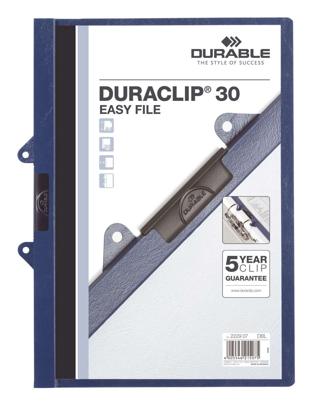 Durable Klemm-Mappe DURACLIP® 30 EASY FILE, DIN A4, dunkelblau ...