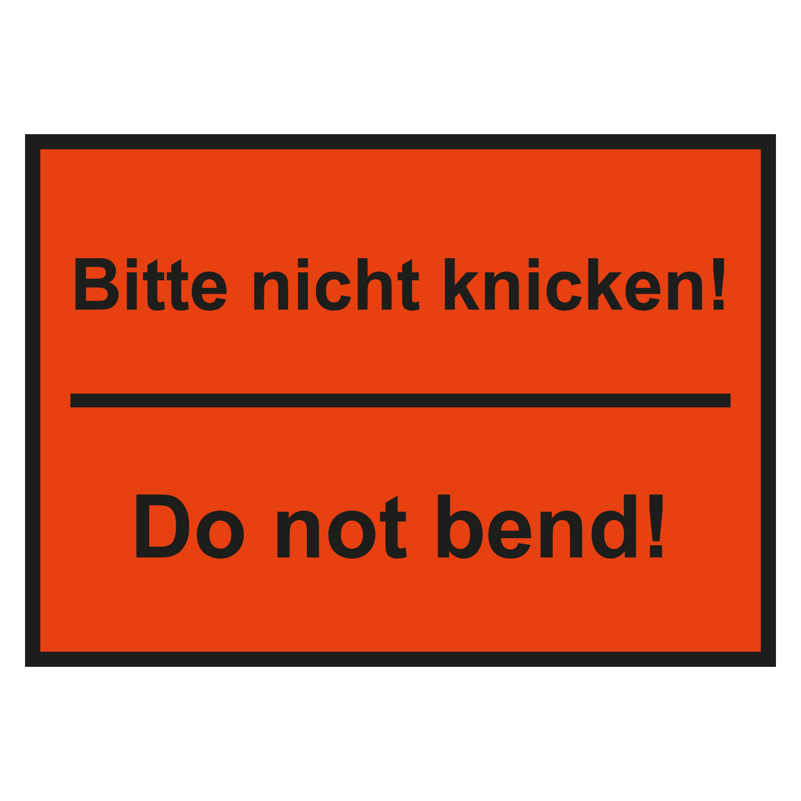Aufkleber Bitte nicht knicken | Orange 14,8 x 10,5 cm - Aufkleber-Shop
