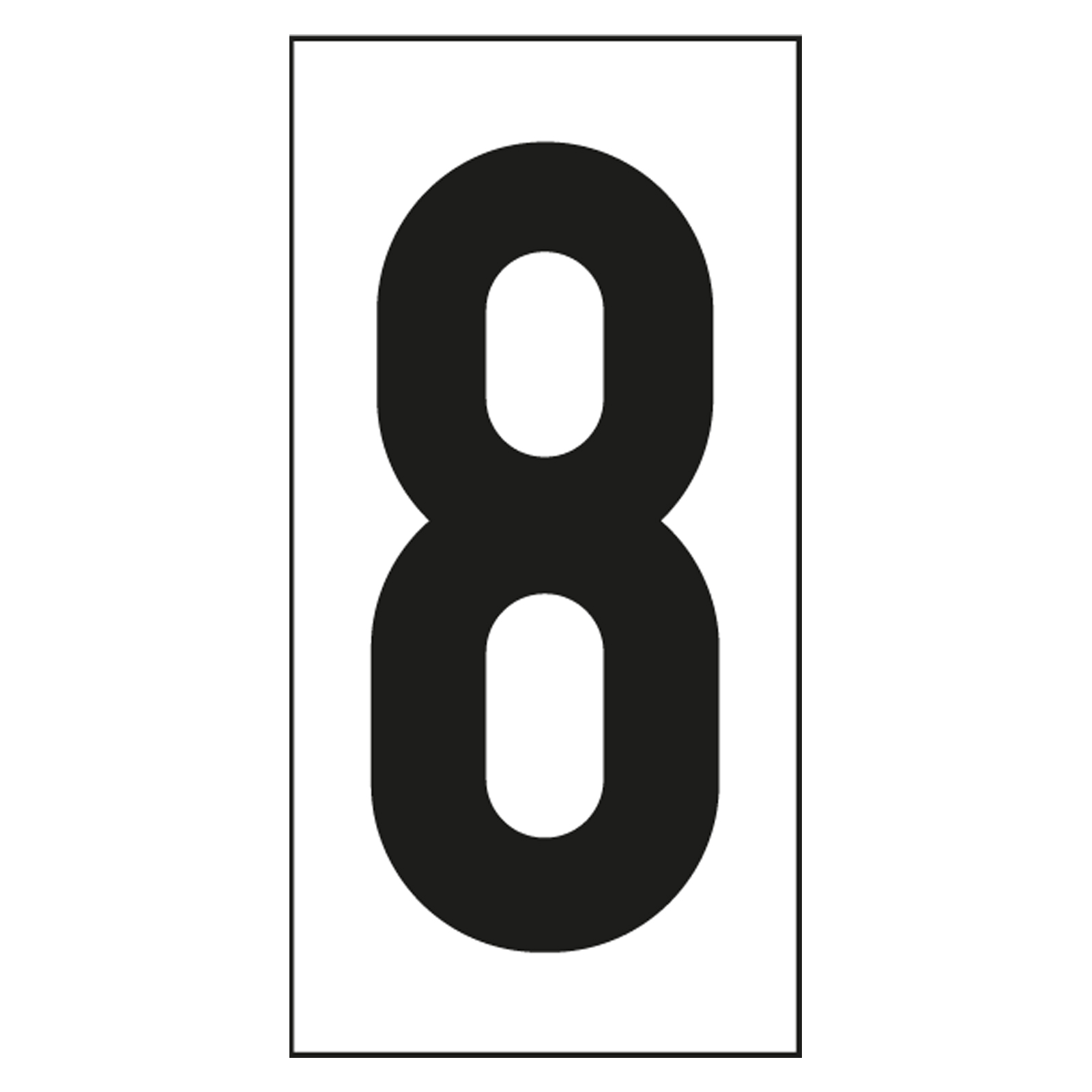 selbstklebende Ziffer "8" schwarz, 30 x 60 mm - Aufkleber-Shop