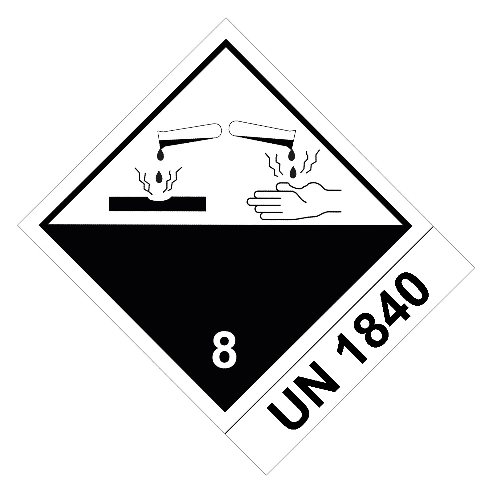 Gefahrzettel | Klasse 8 | UN1840 - Aufkleber-Shop