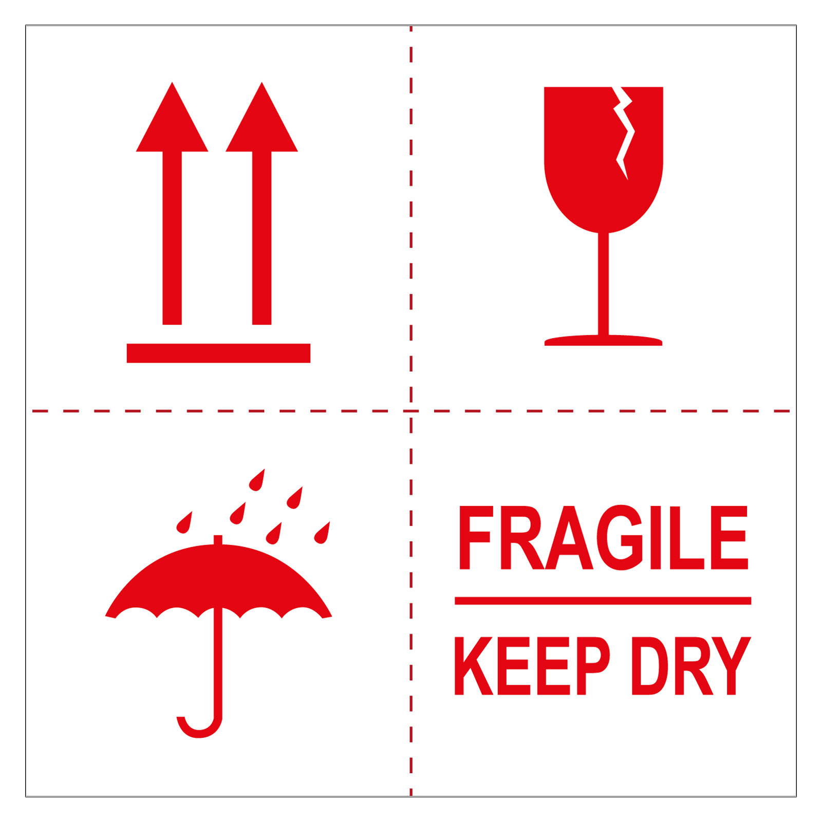 Aufkleber Fragile keep dry | Weiß | 10 x 10 cm - Aufkleber-Shop