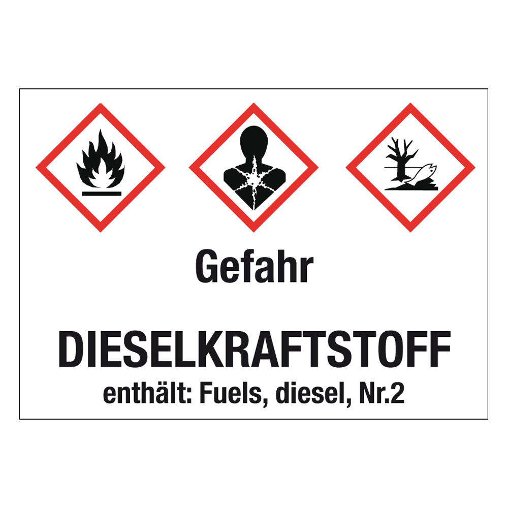 GHS-Kraftstoffetikett Diesel-Kraftstoff für stationäre Tanks und ...