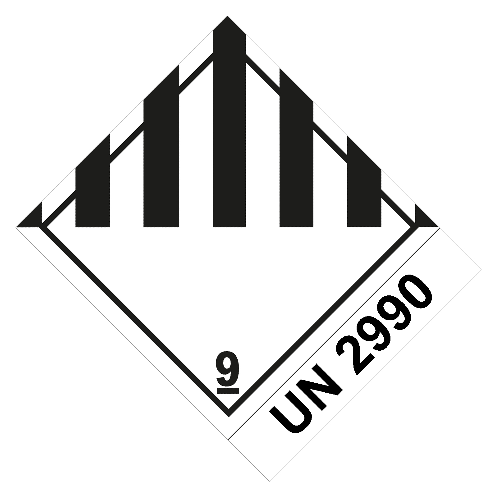 Gefahrzettel Gefahrgutaufkleber Klasse 9 mit UN 2990 | aufkleber.org ...