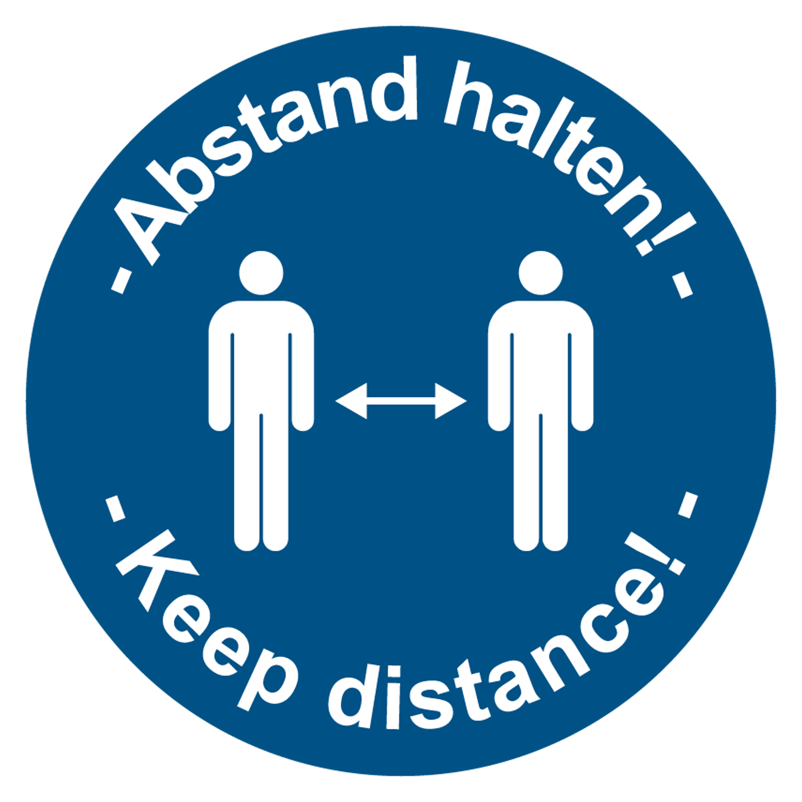 Hinweisschild "Abstand halten! Keep distance!" Folie, blau, Ø 40 mm 12 ...