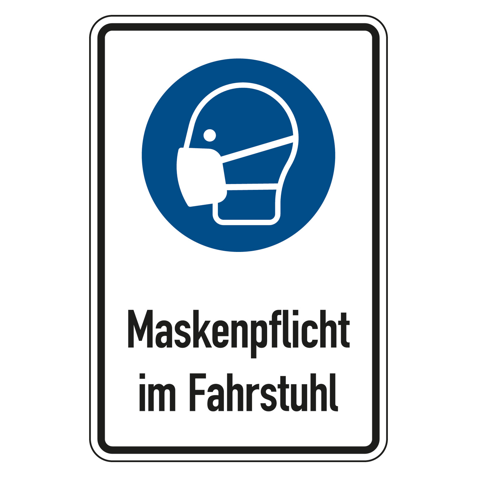 Kombischild Gebotszeichen "Maskenpflicht im Fahrstuhl", Folie, 200 x ...