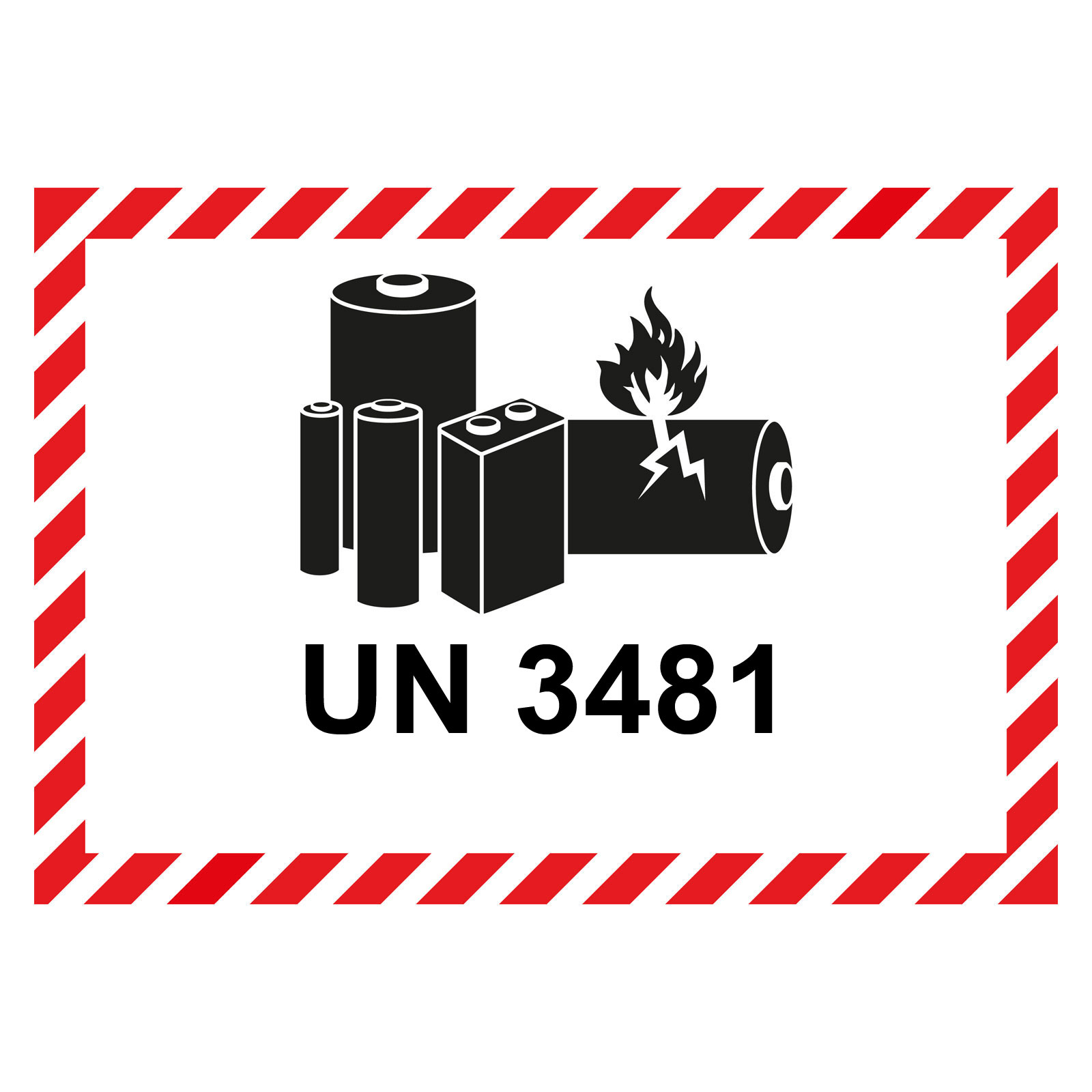 Aufkleber Lithium Batterie UN 3481 10,5x7,4 cm - Aufkleber-Shop