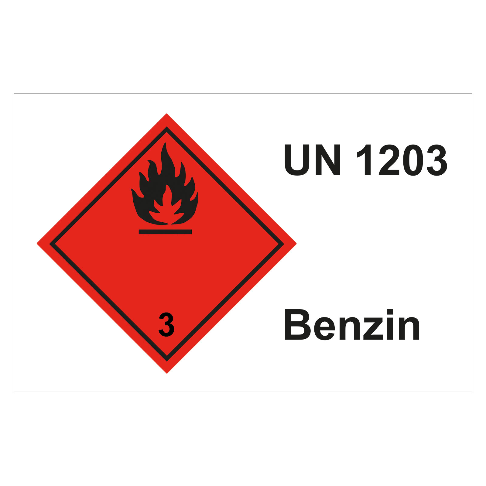 Klasse 3 UN 1203 Benzin 500 Stück/Rolle - Aufkleber-Shop
