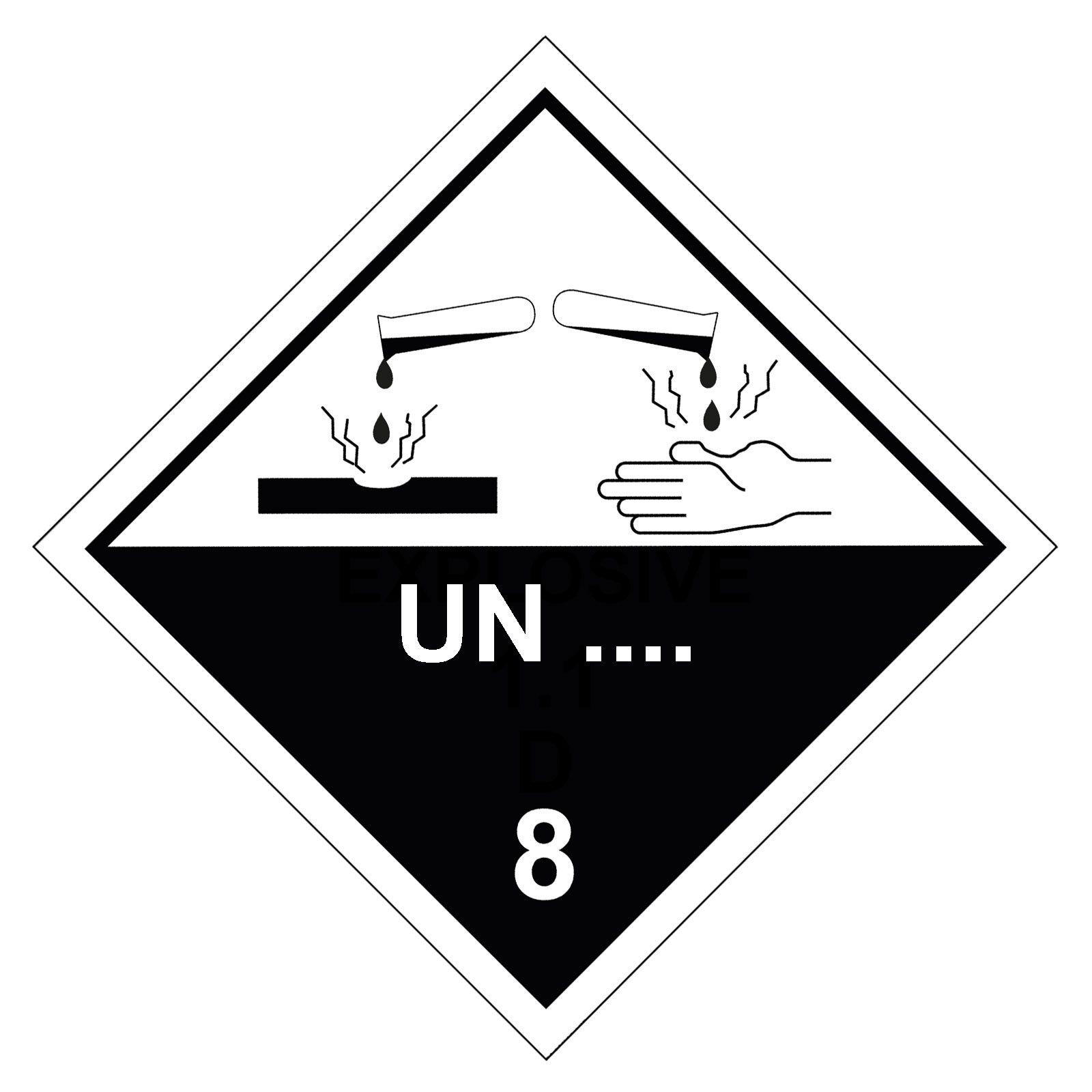 Gefahrzettel, Klasse 8 | Haftpapier 150 x 150 mm - Aufkleber-Shop