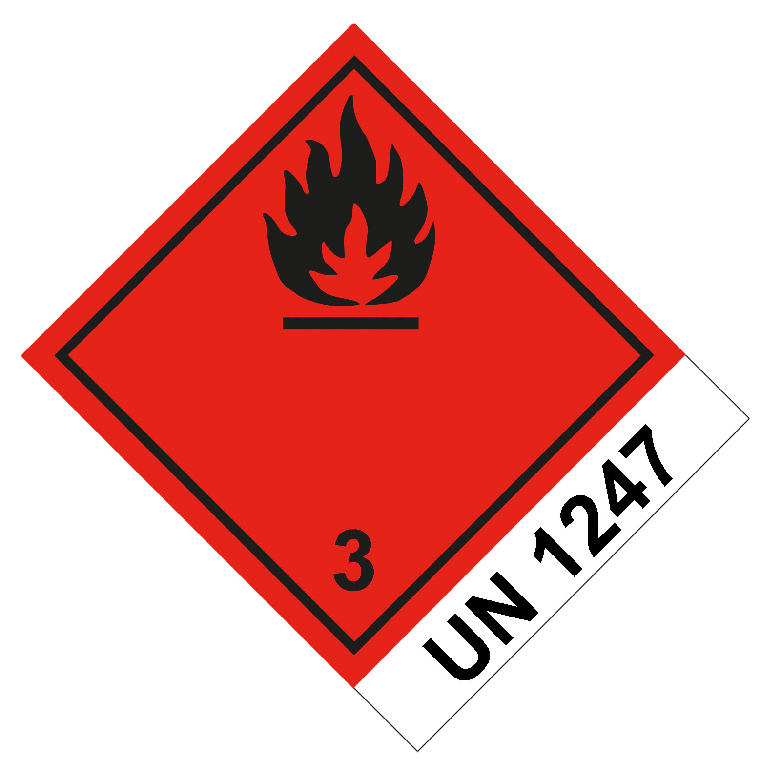Gefahrgutaufkleber Klasse 3 mit UN 1247 Flamme Schwarz | aufkleber.org ...