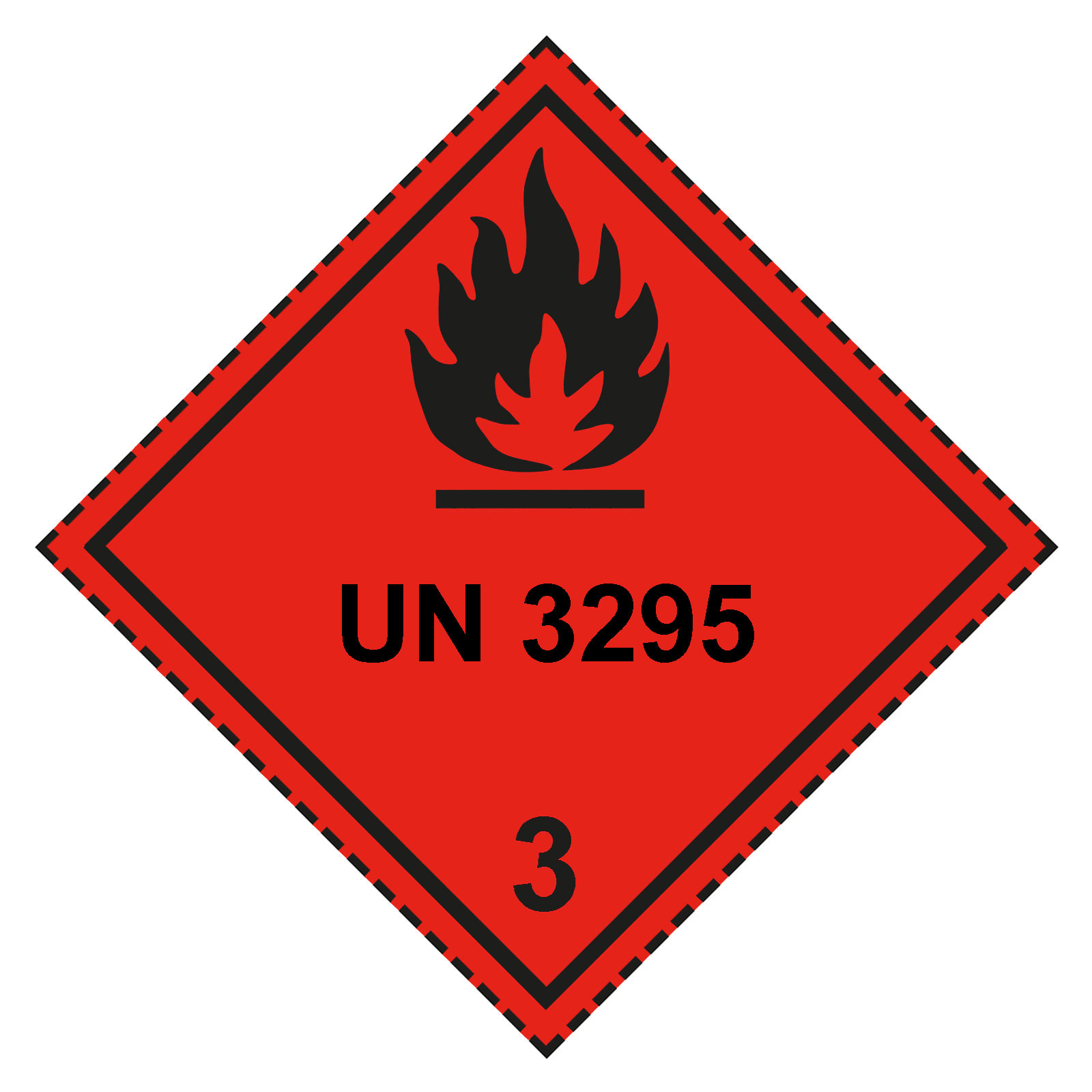 Gefahrzettel Klasse 3 UN 3295 | Folie 100 x 100 mm - Aufkleber-Shop