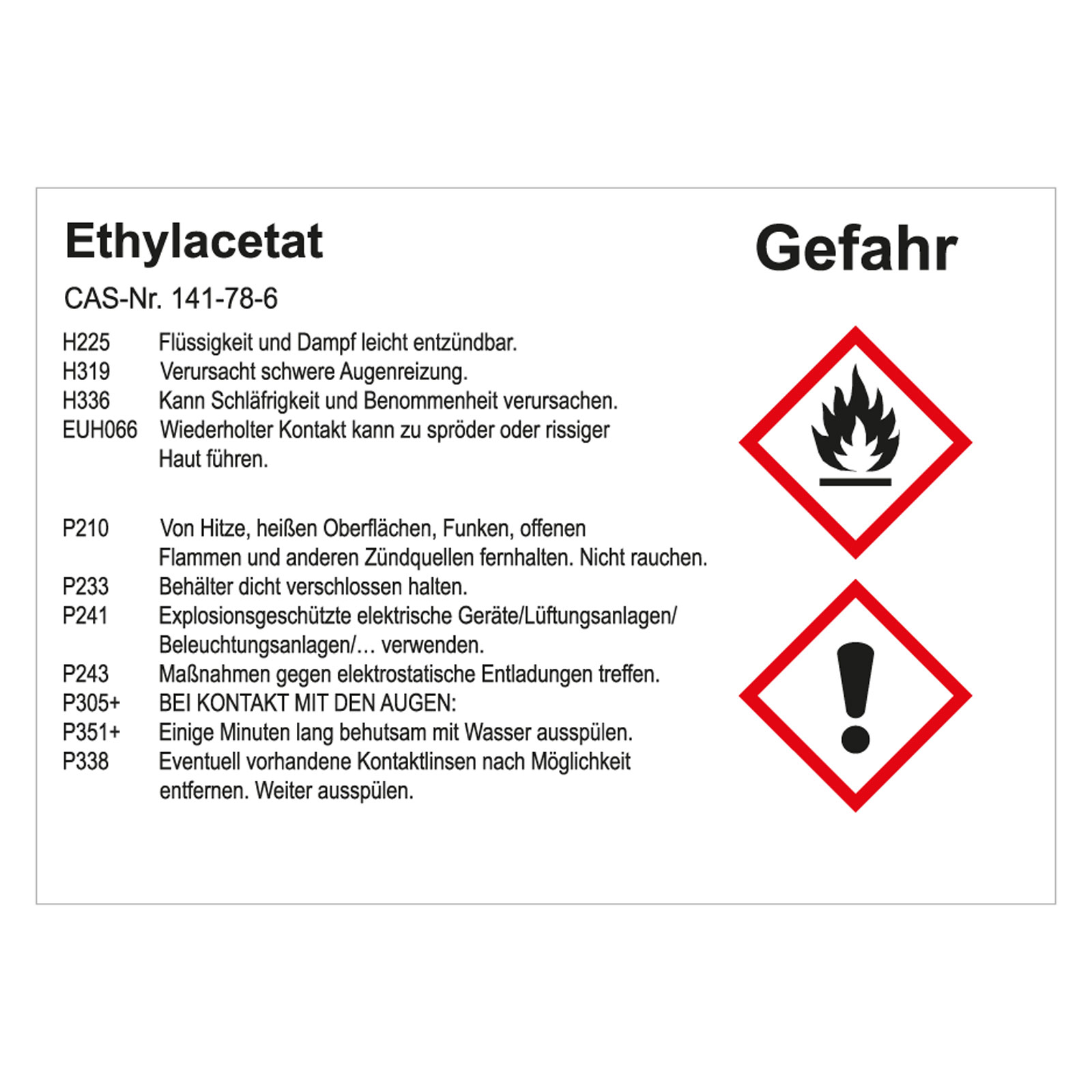 GHS Aufkleber | Ethylacetat | intern - Aufkleber-Shop