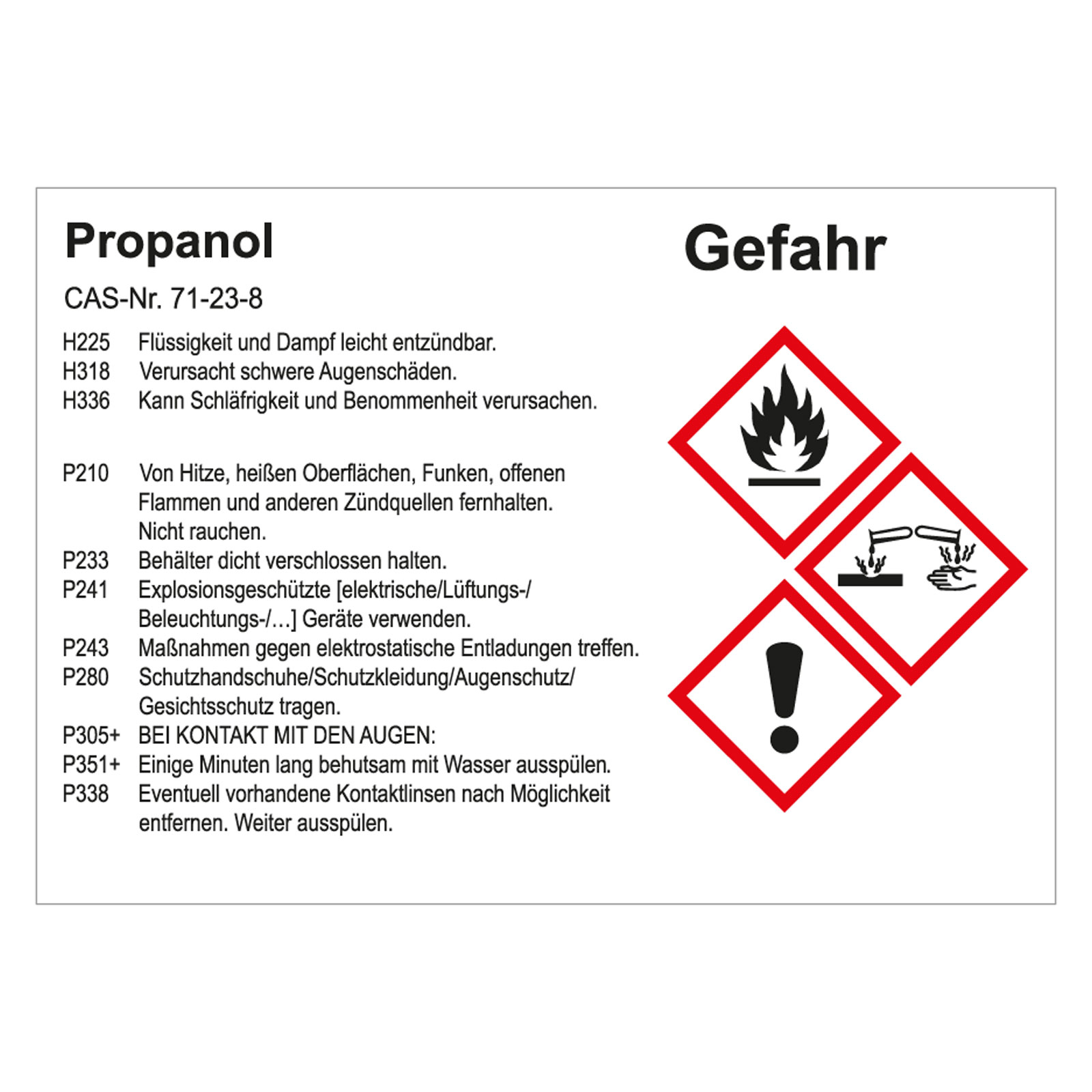 GHS Aufkleber | Propanol | intern - Aufkleber-Shop