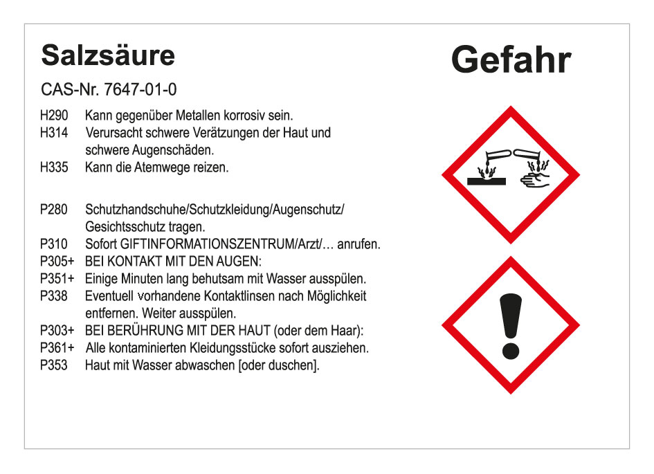 GHS Aufkleber | Salzsäure | intern - Aufkleber-Shop