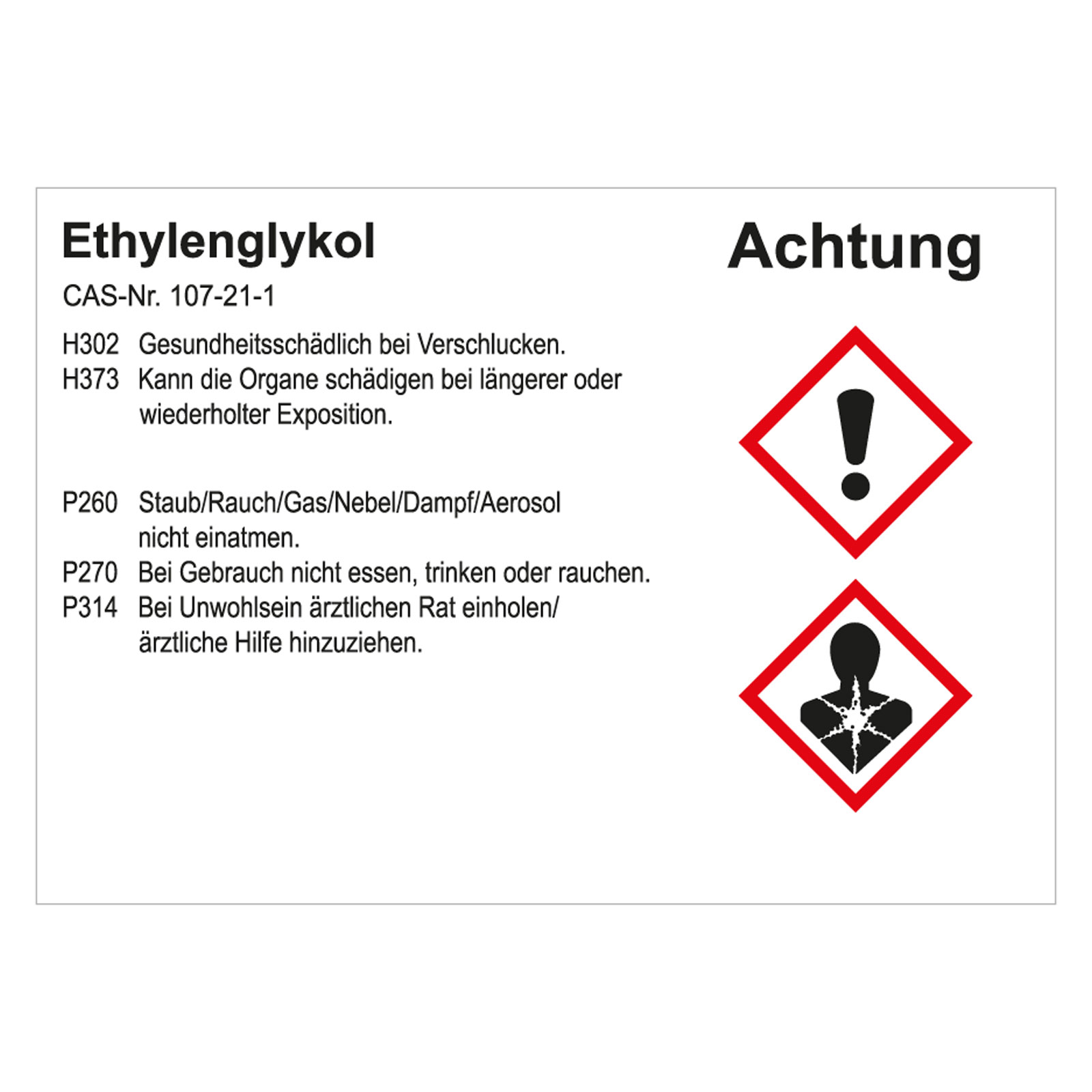 GHS Aufkleber | Ethylenglykol | 74x52 mm - Aufkleber-Shop