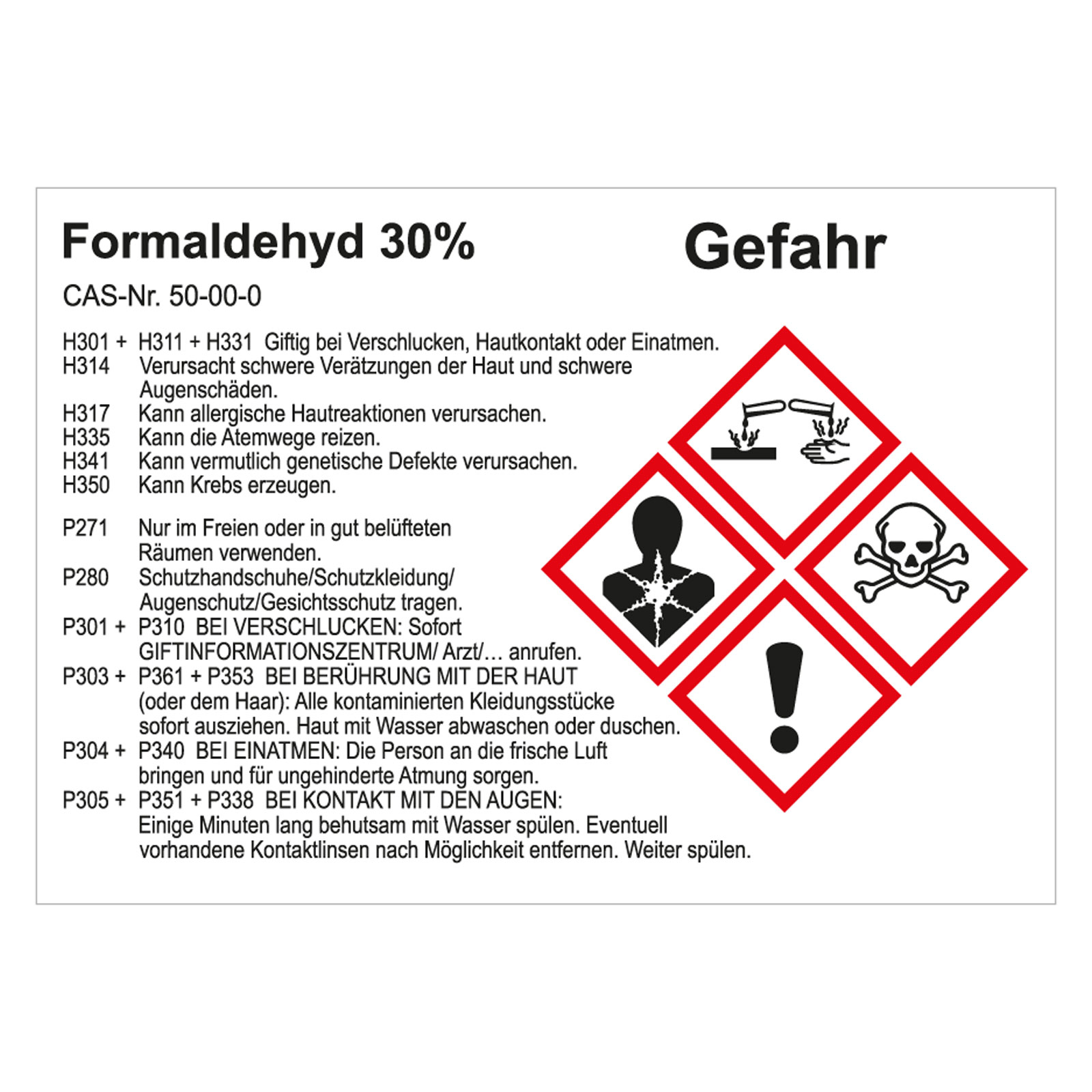 GHS Aufkleber | Formaldehyd 30% | intern - Aufkleber-Shop