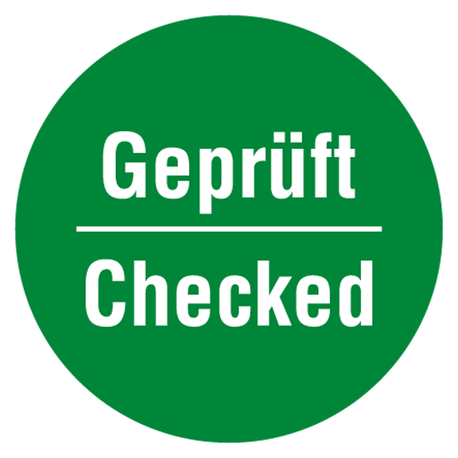 Aufkleber Geprüft Checked | Grün | Ø 35 mm - Aufkleber-Shop