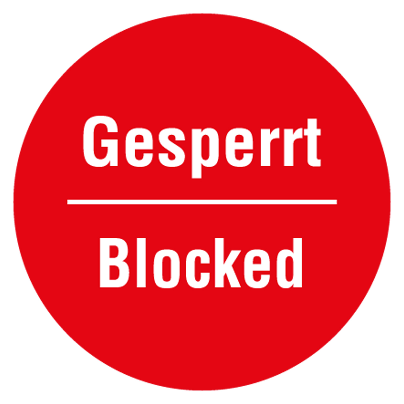 Aufkleber Gesperrt Blocked | Rot | Ø 35 mm - Aufkleber-Shop