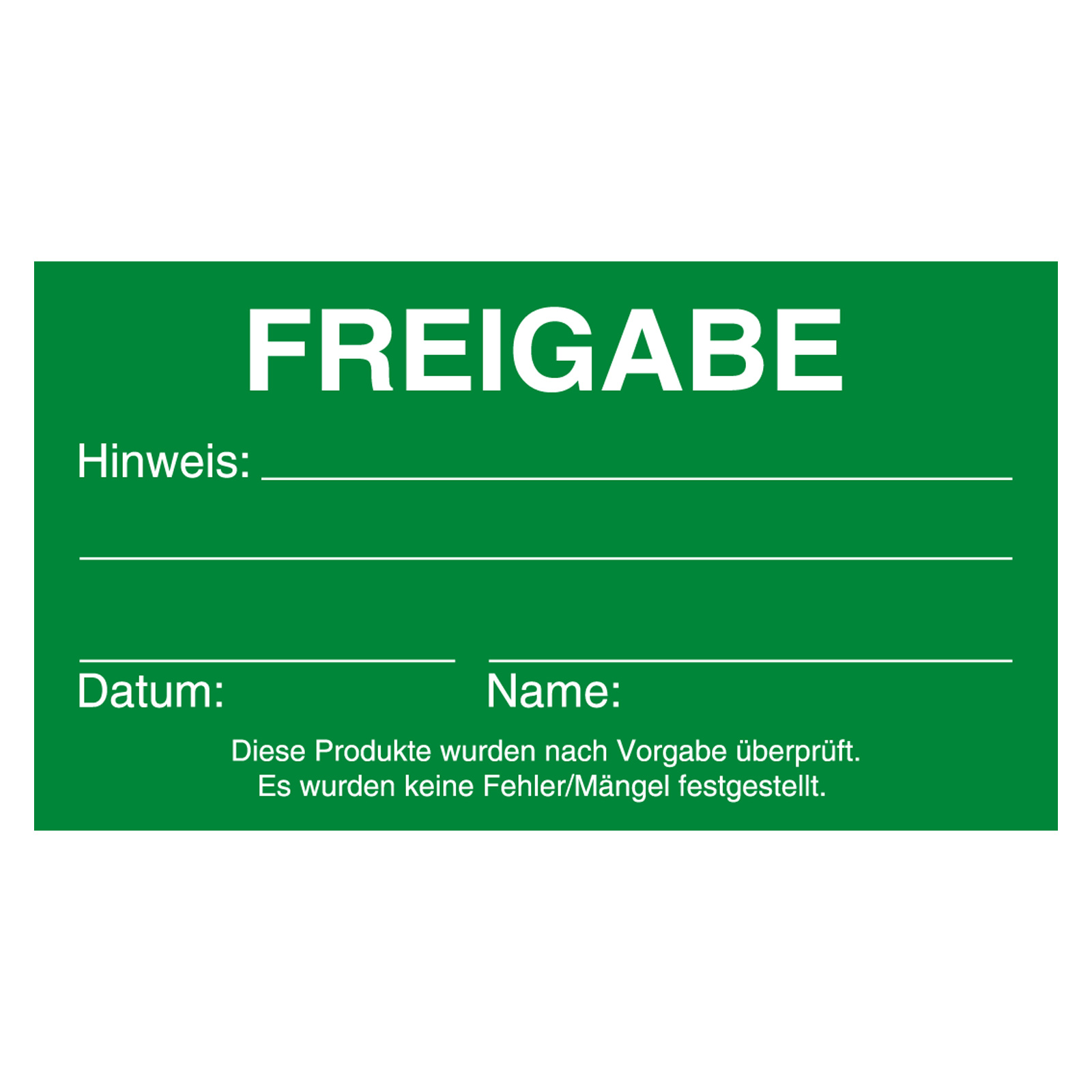 QS Karten Freigabe | Grün | 90 x 50 mm - Aufkleber-Shop