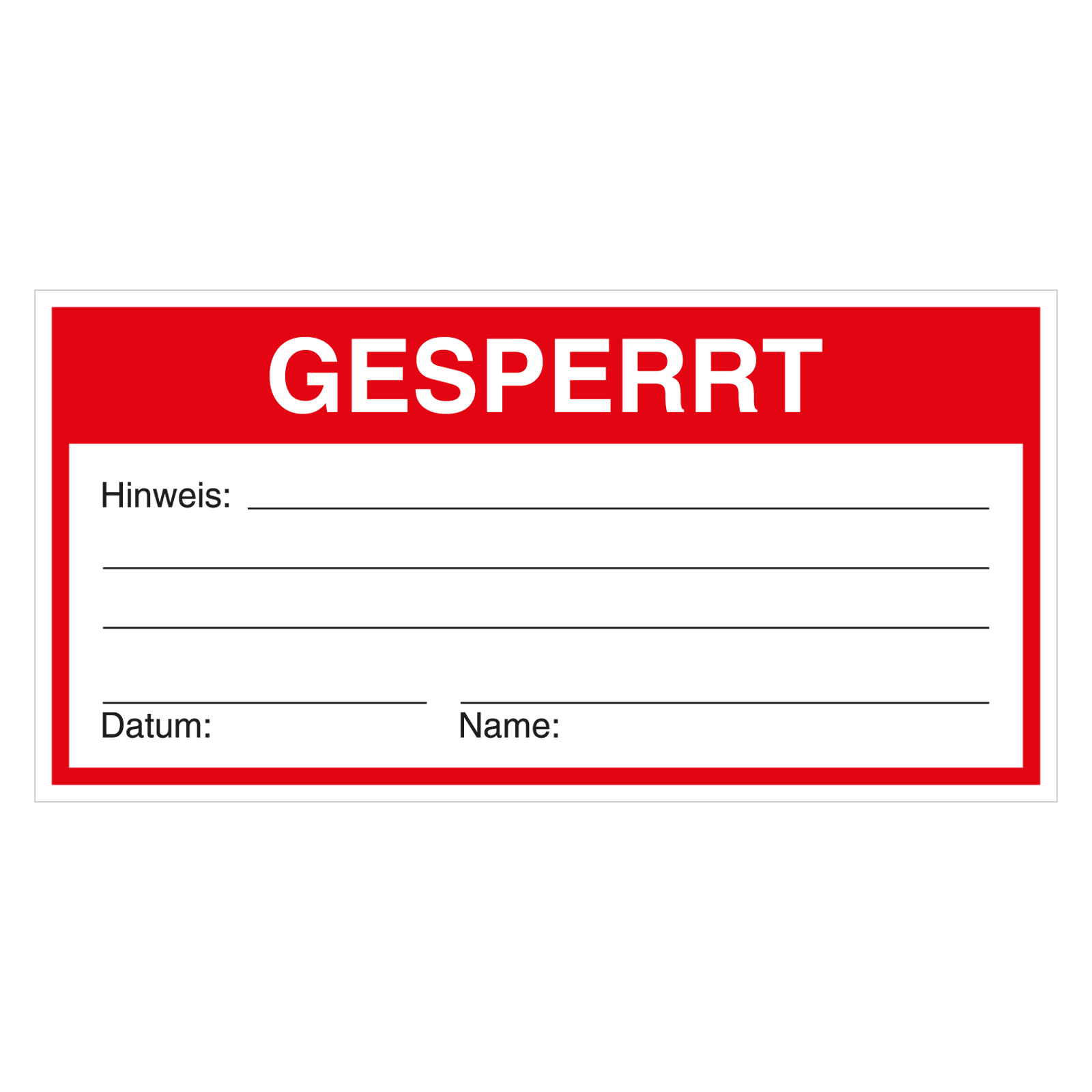 Aufkleber Gesperrt | Magnetfolie | 120 x 60 mm - Aufkleber-Shop