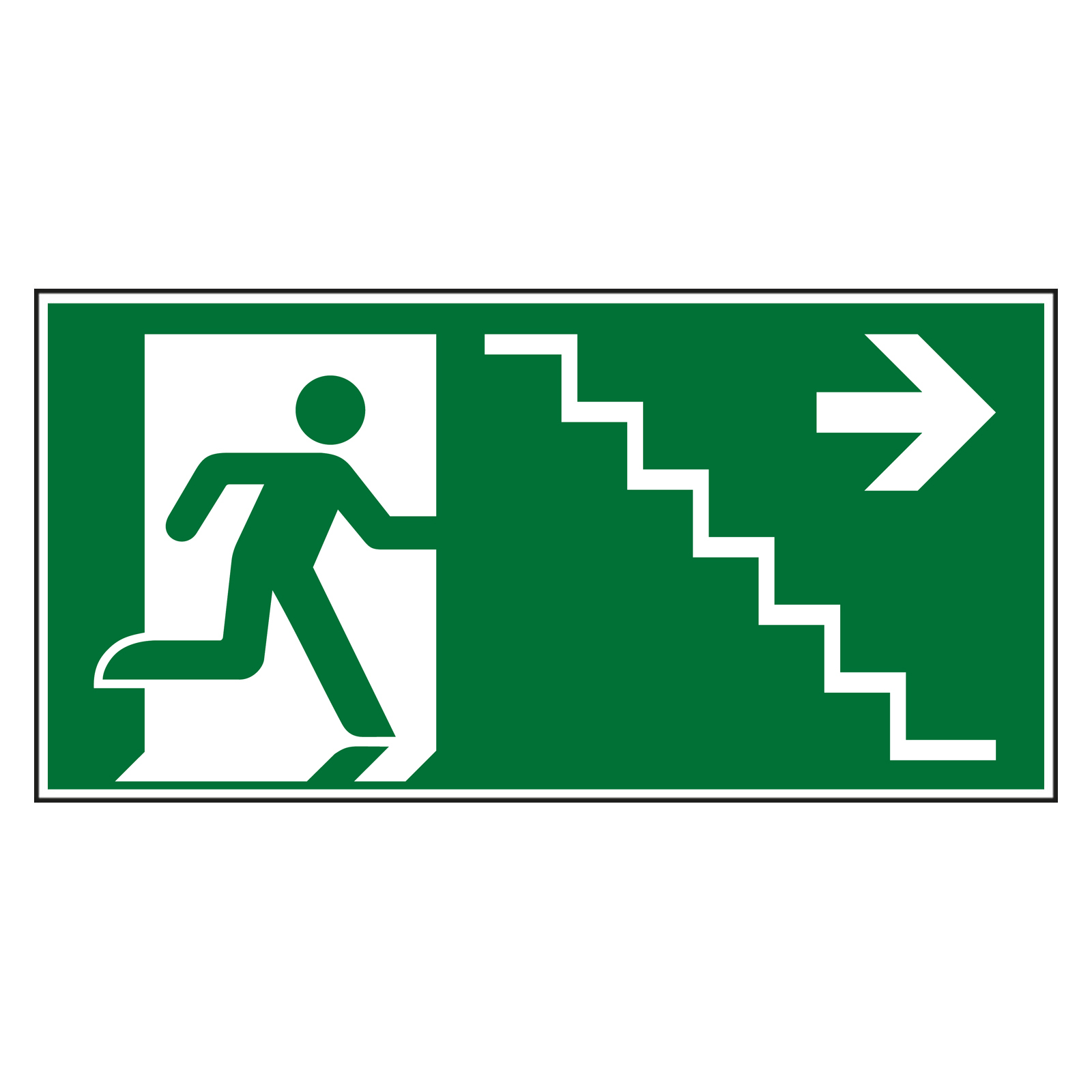Rettungszeichen Notausgang Treppe rechts | ISO 7010 - Aufkleber-Shop