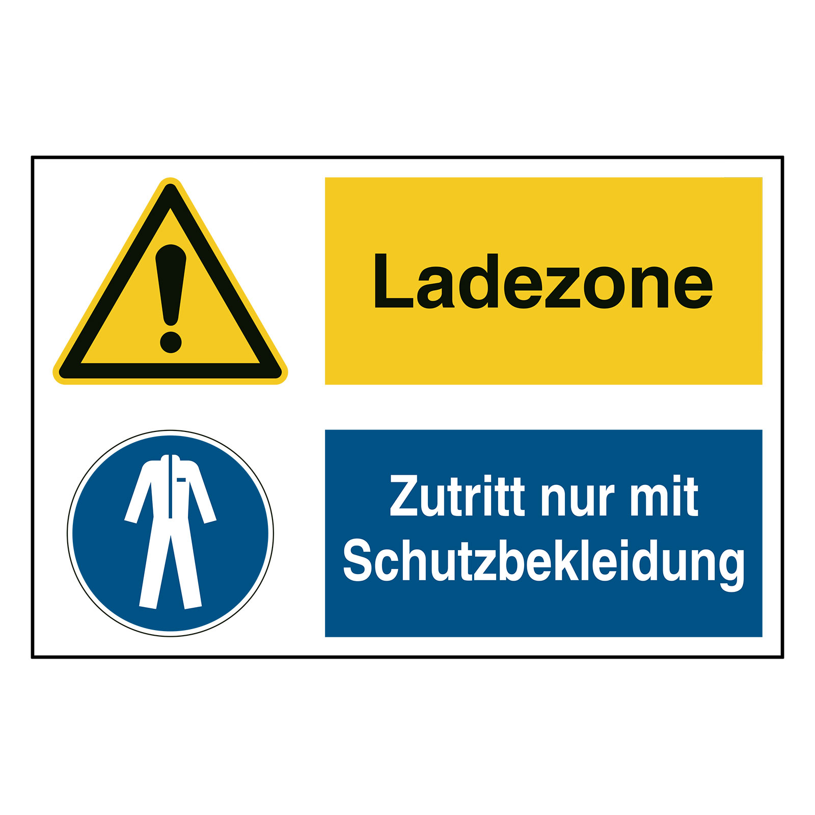 Hinweisaufkleber Ladezone "Ladezone / Zutritt nur mit Schutzbekleidung ...