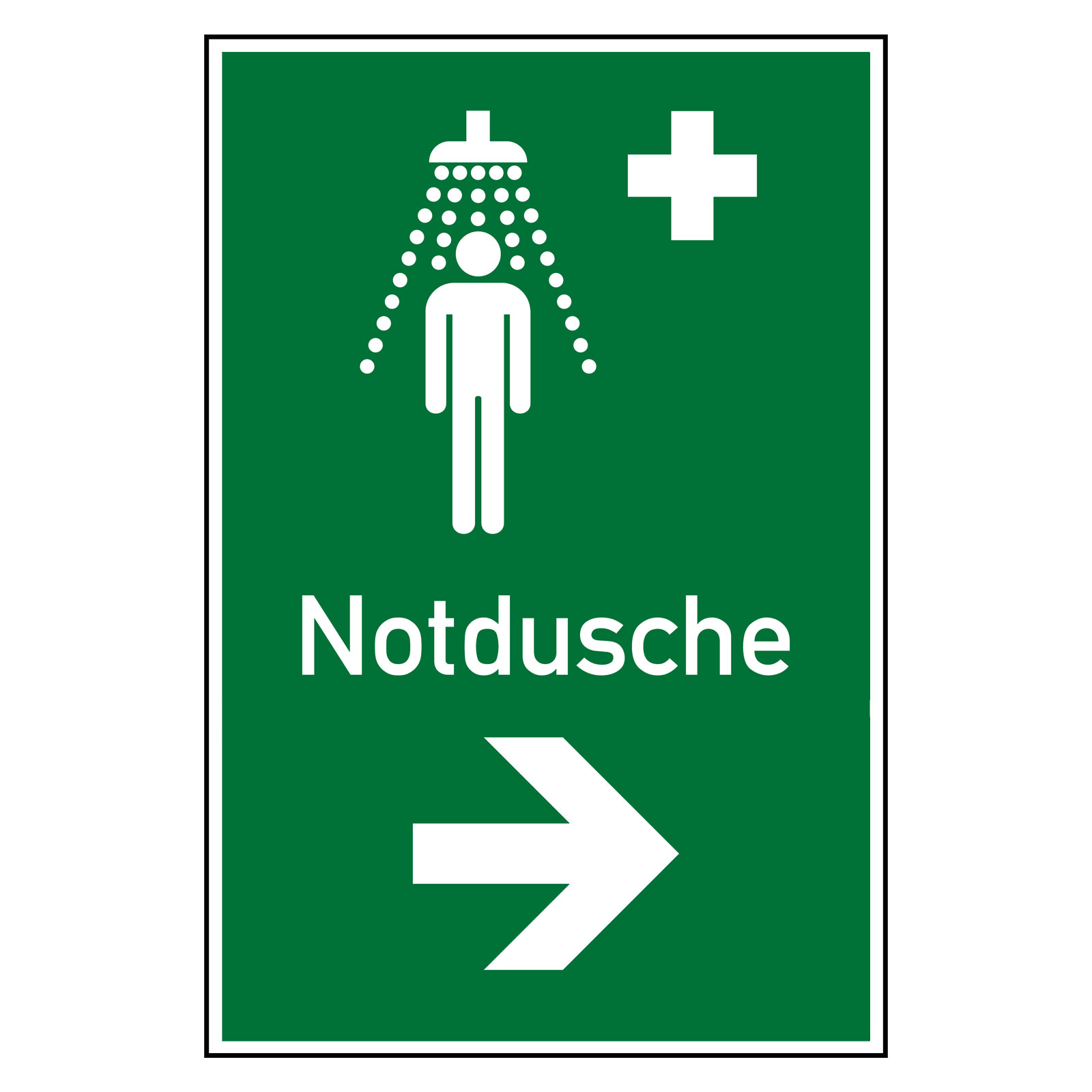 Rettungszeichen Notdusche rechts | Kombischild - Aufkleber-Shop
