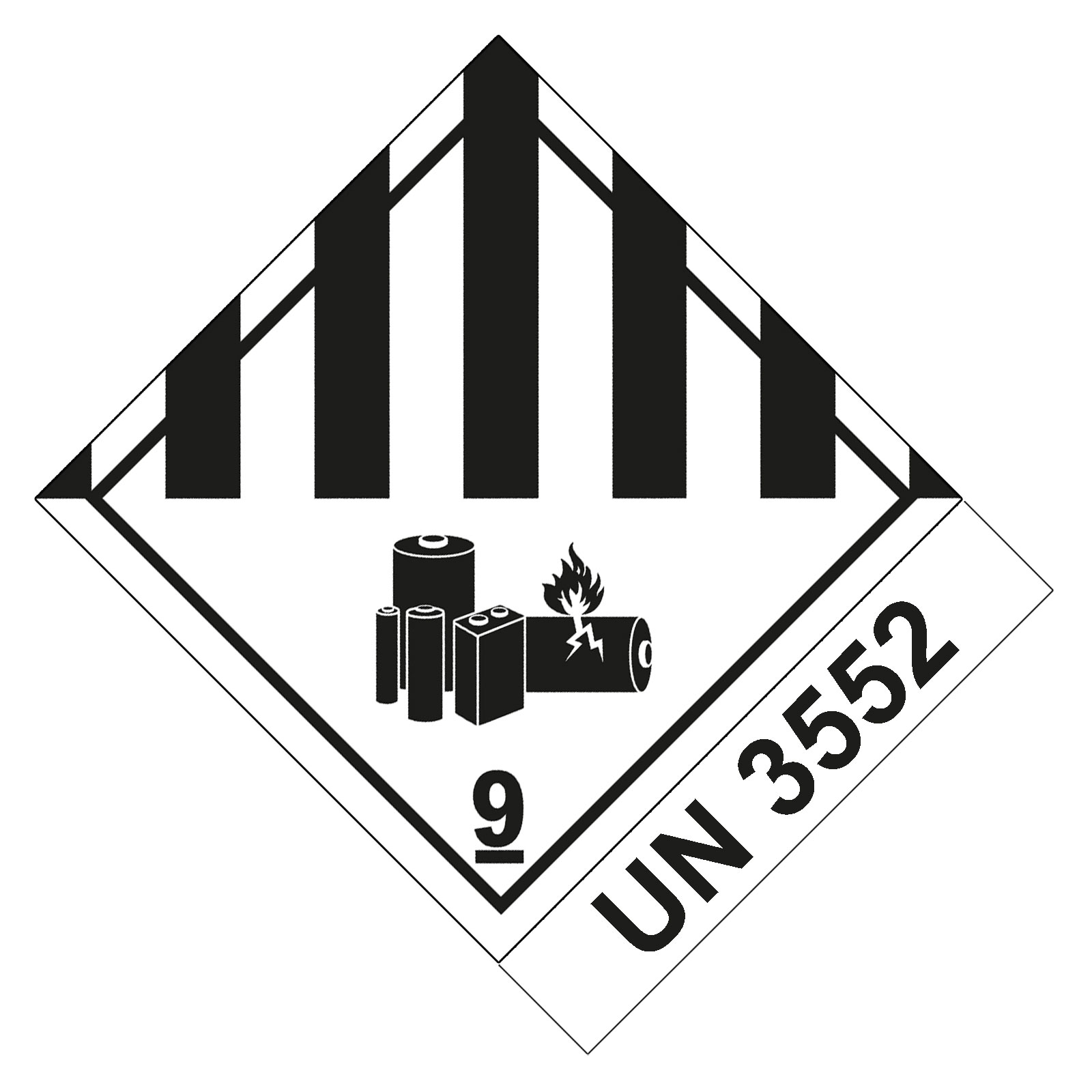 Gefahrzettel Klasse 9A mit UN 3552 | aufkleber.org - Aufkleber-Shop