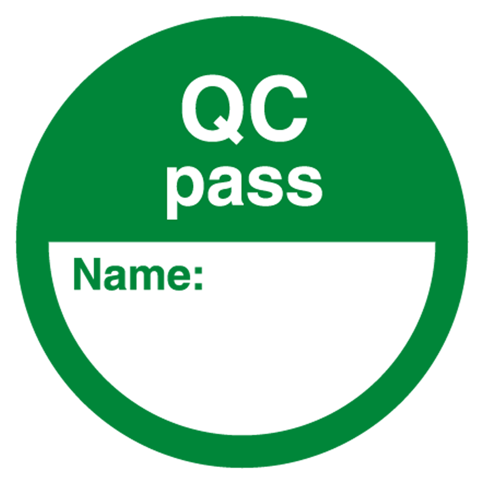 Qualitätskennzeichen QC pass Name Grün | aufkleber.org - Aufkleber-Shop