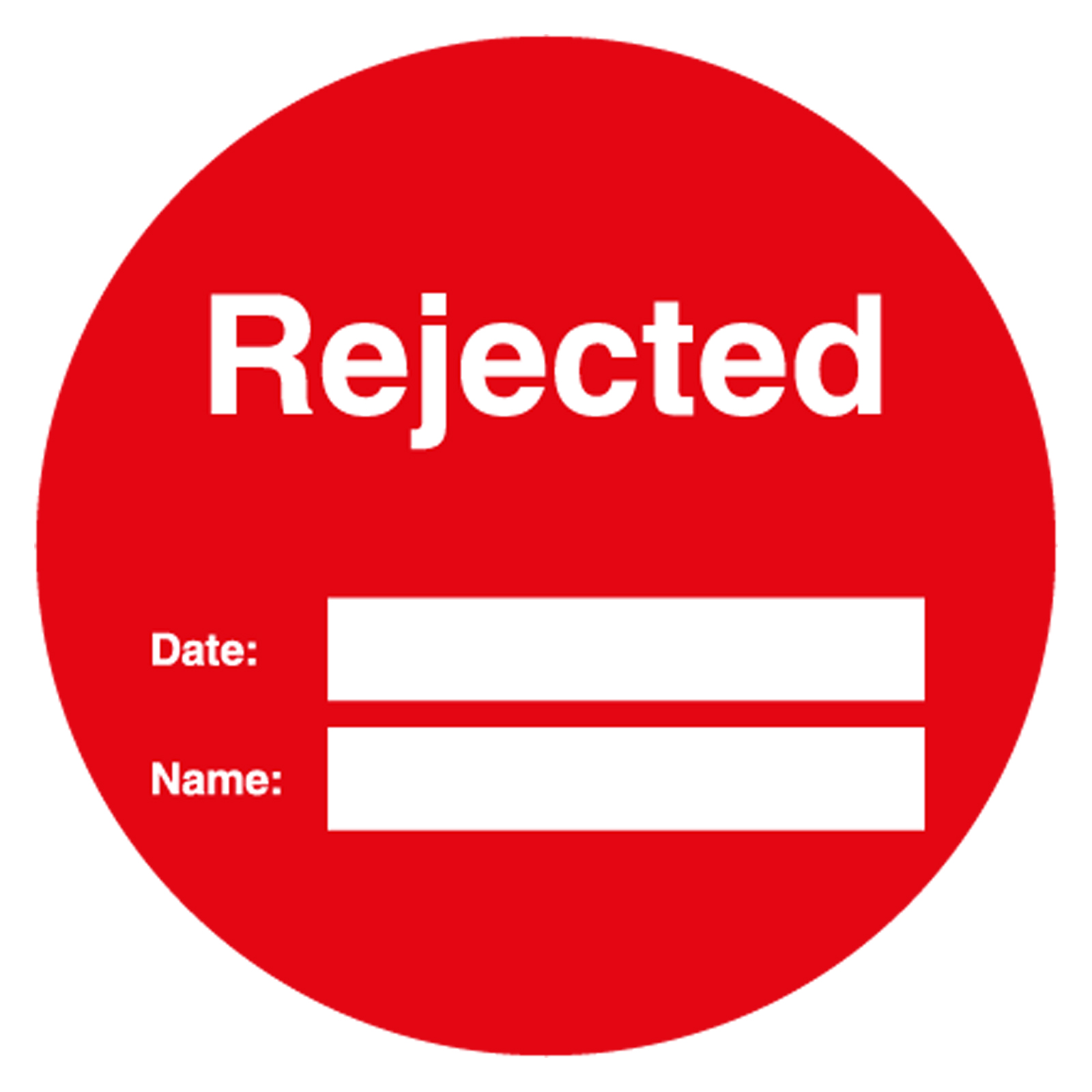 Qualitätskennzeichen Rejected mit Datum und Name Rot | aufkleber.org ...