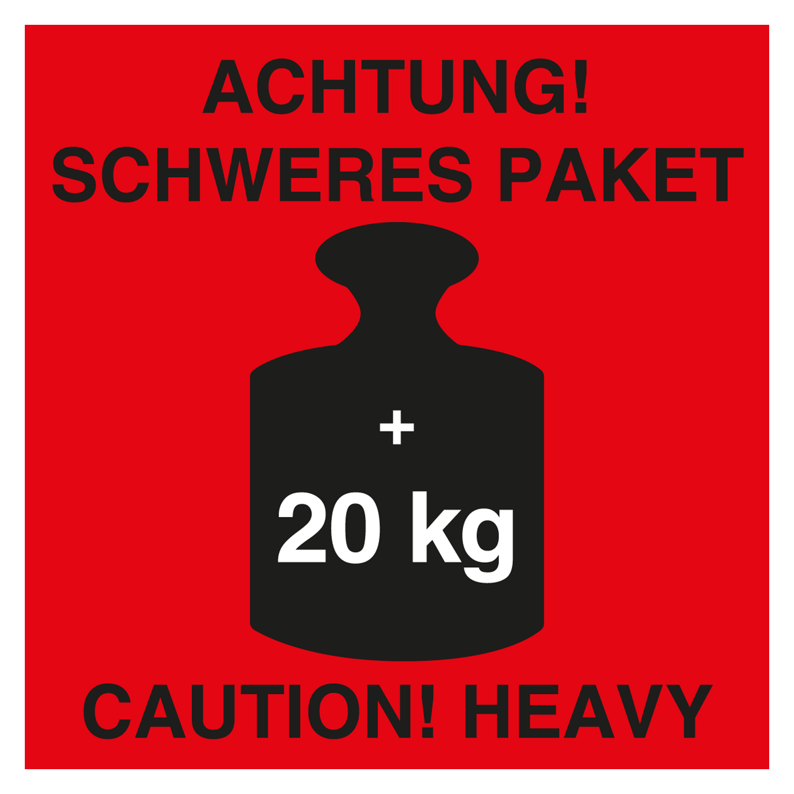 Paketaufkleber Achtung Schweres Paket Caution Heavy +20 kg | aufkleber ...