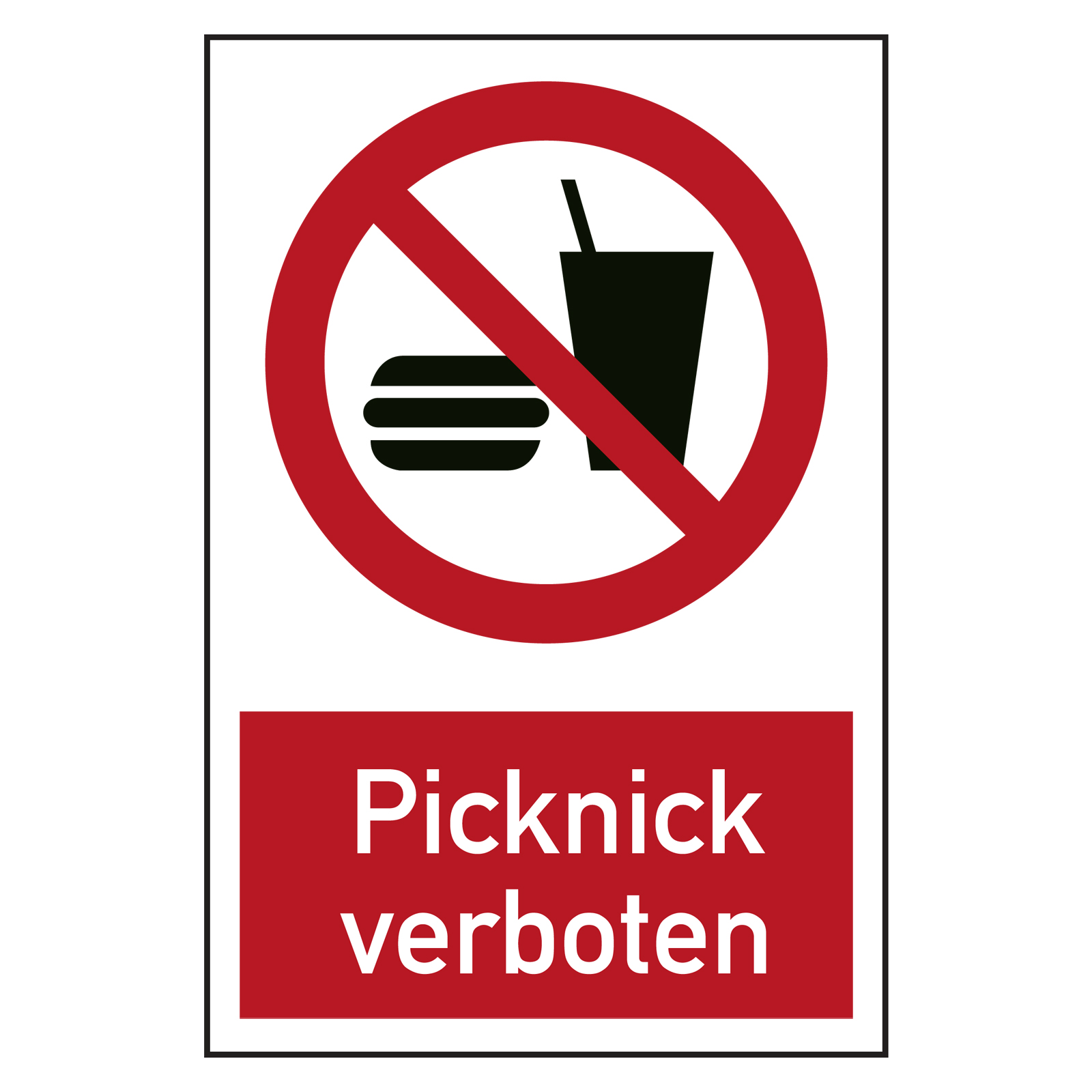 Verbotszeichen Picknick verboten Kombischild | aufkleber.org ...