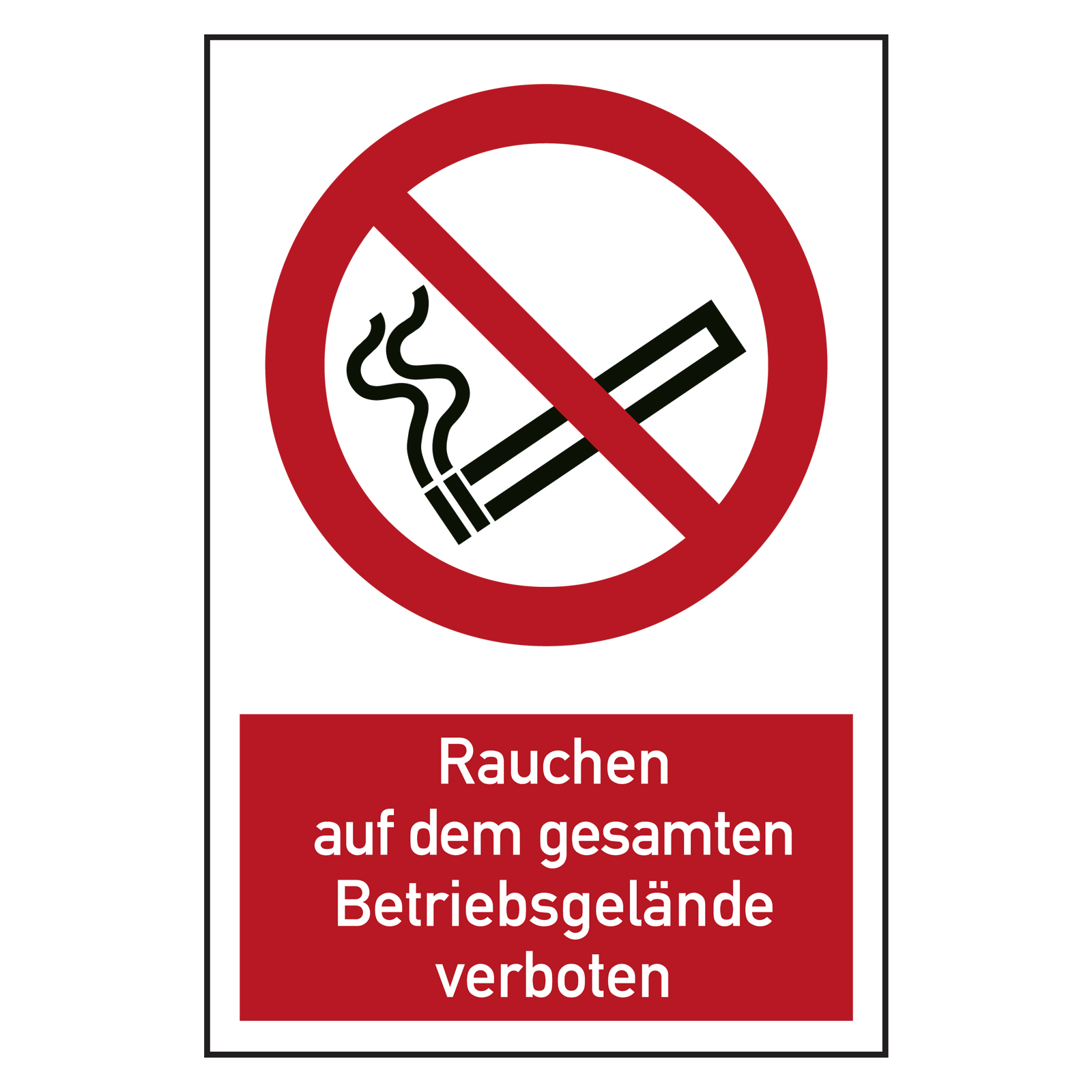 Verbotszeichen Rauchen auf dem Betriebsgelände verboten | aufkleber.org ...
