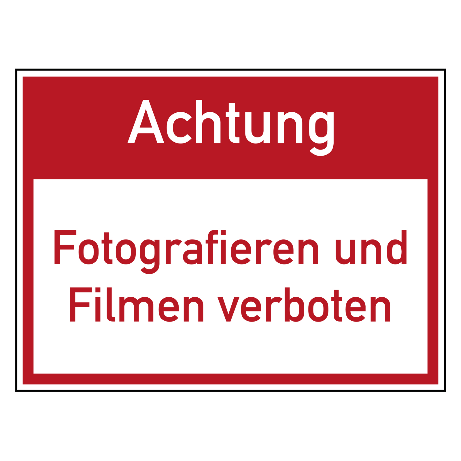 Verbotszeichen Achtung Fotografieren und Filmen verboten | aufkleber ...
