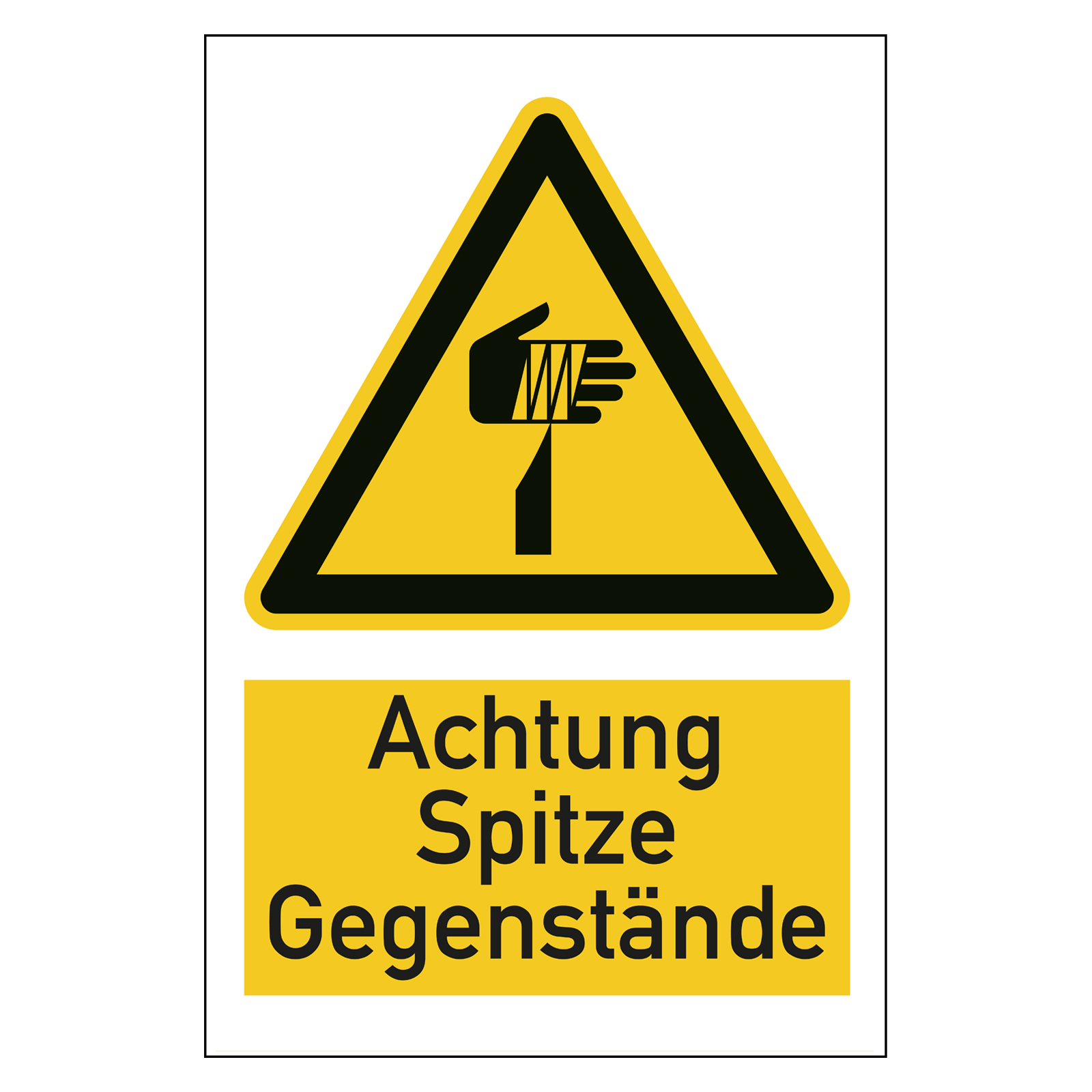 Warnzeichen Achtung spitze Gegenstände | aufkleber.org - Aufkleber-Shop
