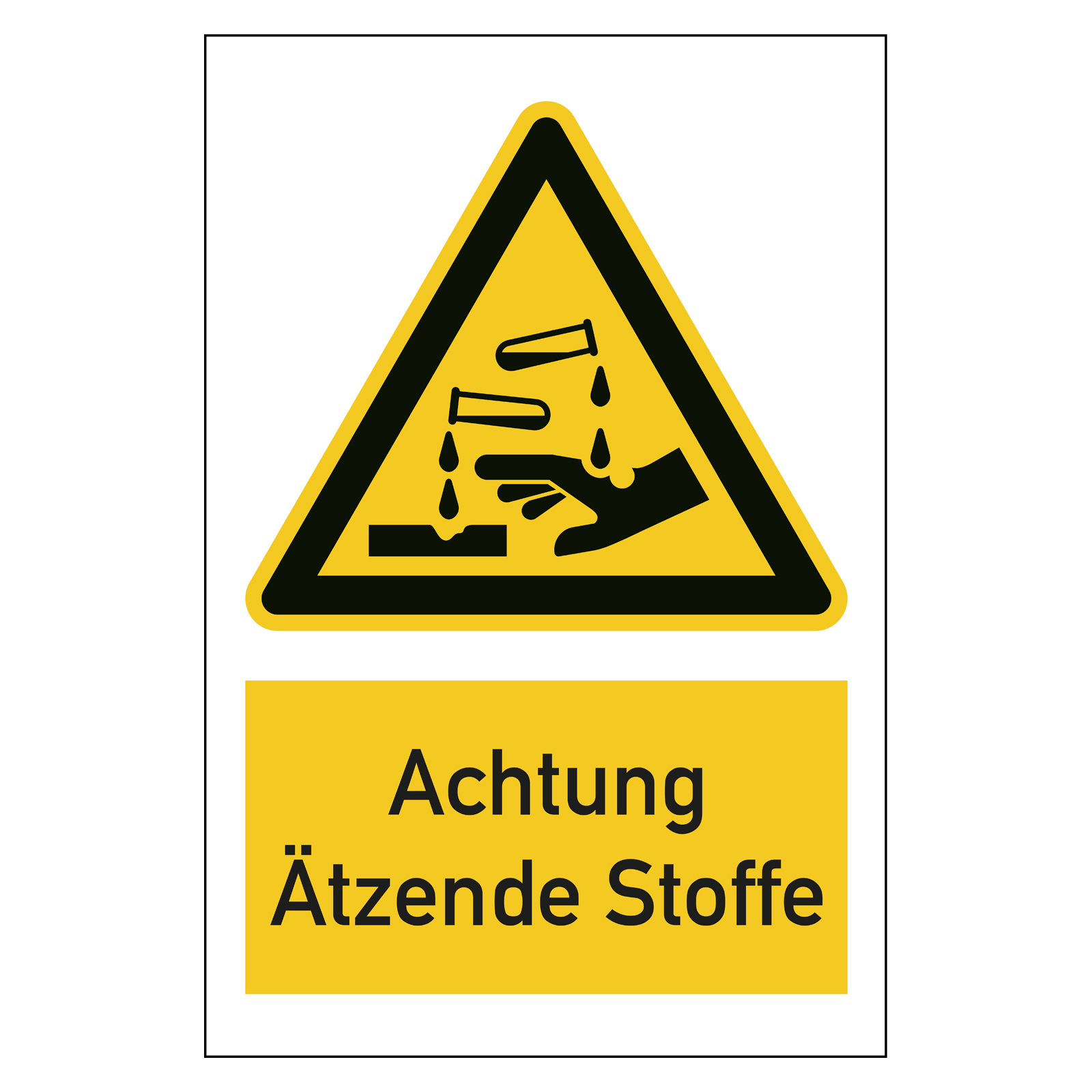 Warnzeichen Achtung Ätzende Stoffe | aufkleber.org - Aufkleber-Shop