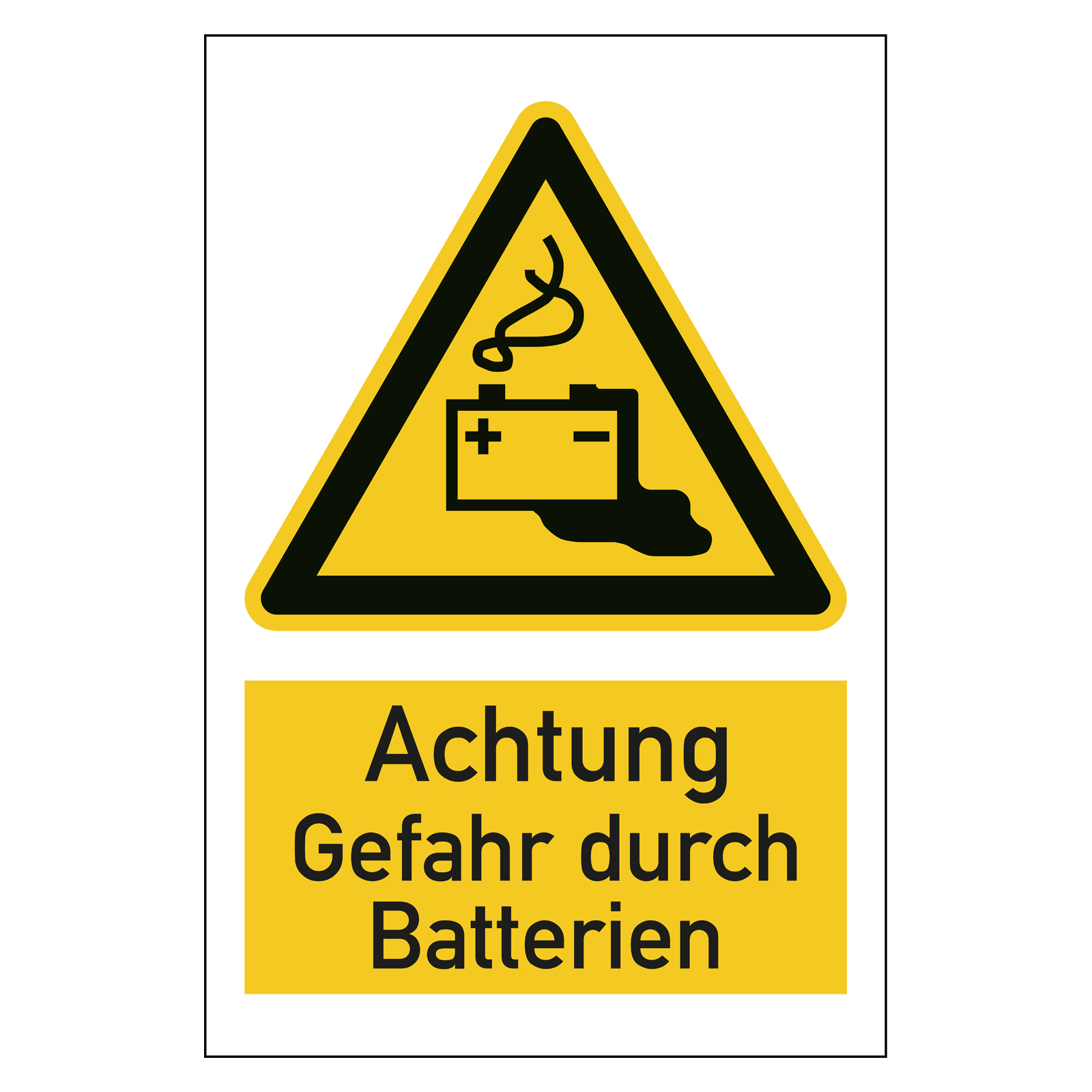 Warnzeichen Achtung Gefahr durch Batterien | aufkleber.org - Aufkleber-Shop