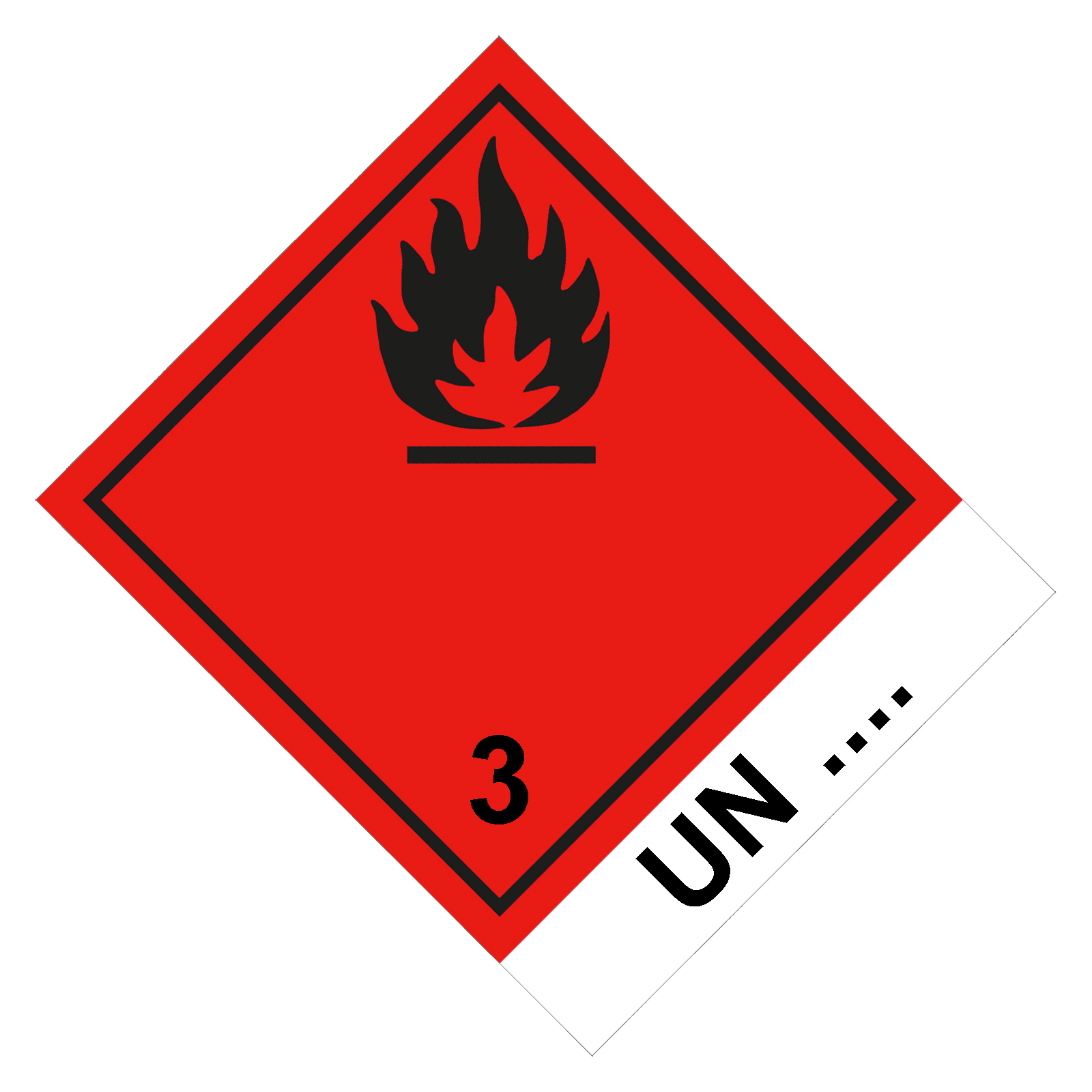 Gefahrzettel Klasse 3 Eindruck UN-Nummer 100 x 120 mm | aufkleber.org ...
