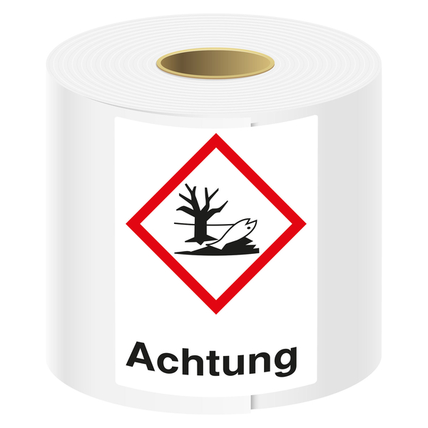 GHS-Symbol GHS09 Umwelt - Achtung 74 x 105 mm 500er Rolle - Aufkleber-Shop