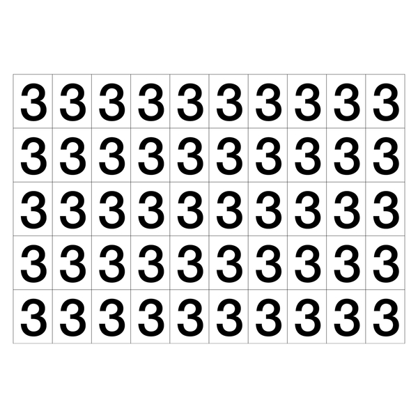selbstklebende Ziffern "3" - 160 x 110 mm - Aufkleber-Shop