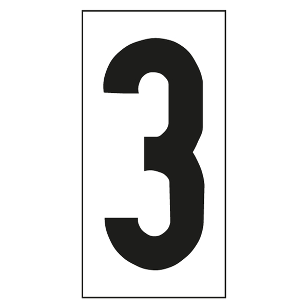 selbstklebende Ziffer "3" schwarz, 30 x 60 mm - Aufkleber-Shop