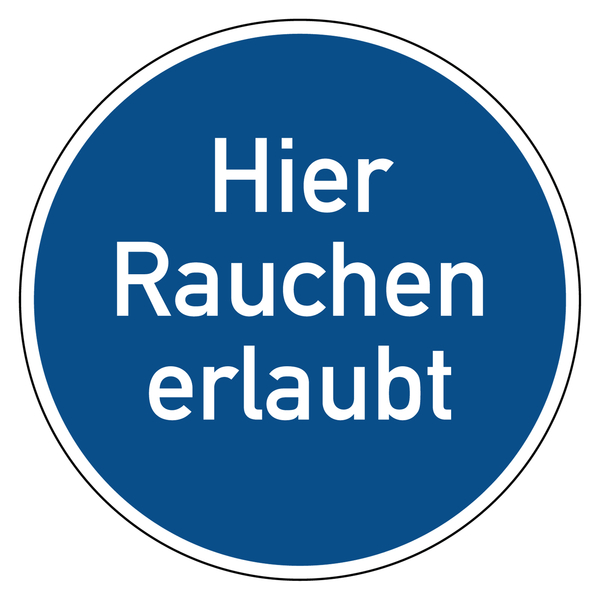 Gebotszeichen "Hier Rauchen erlaubt" Alu Ø 300 mm - Aufkleber-Shop
