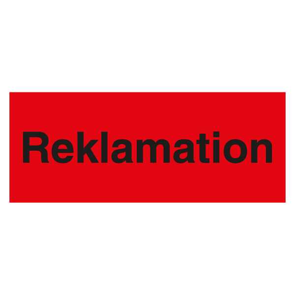 Aufkleber Reklamation | Rot | 50 x 20 mm - Aufkleber-Shop