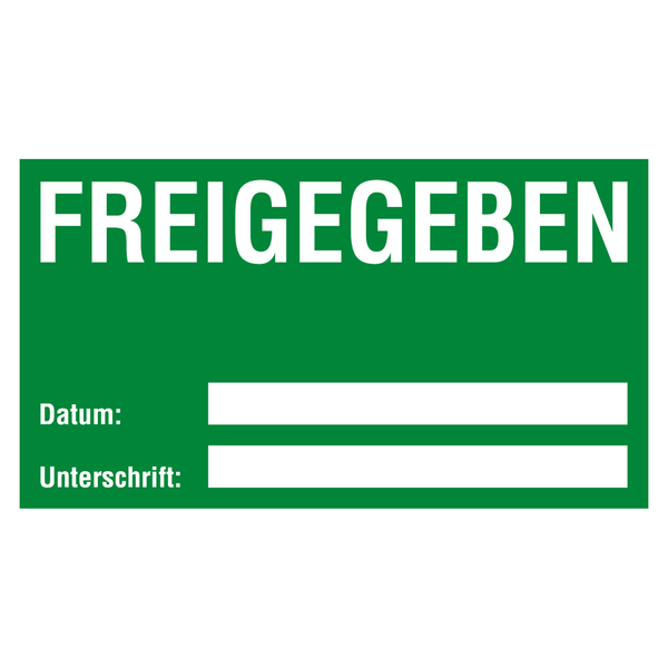 Aufkleber Freigegeben | Papier | 90 x 50 mm - Aufkleber-Shop
